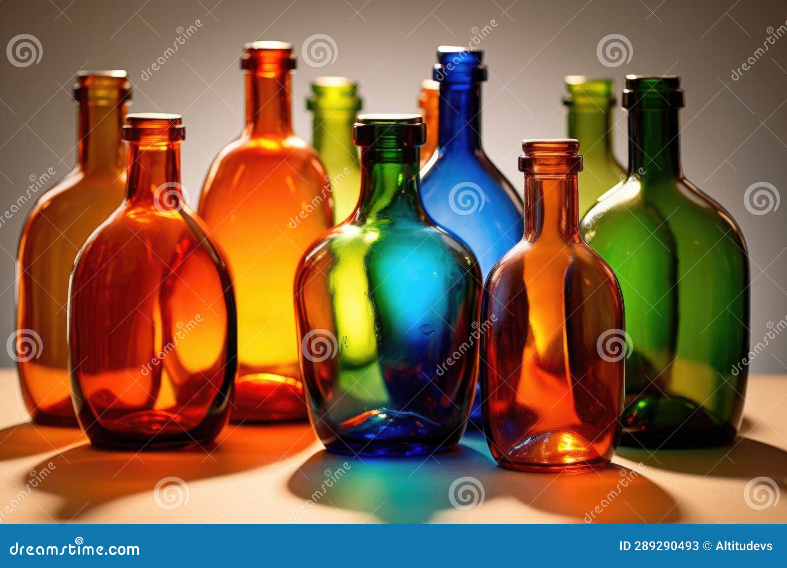 Glass Bottles Separated by Color Stock Image - Image of collection ...