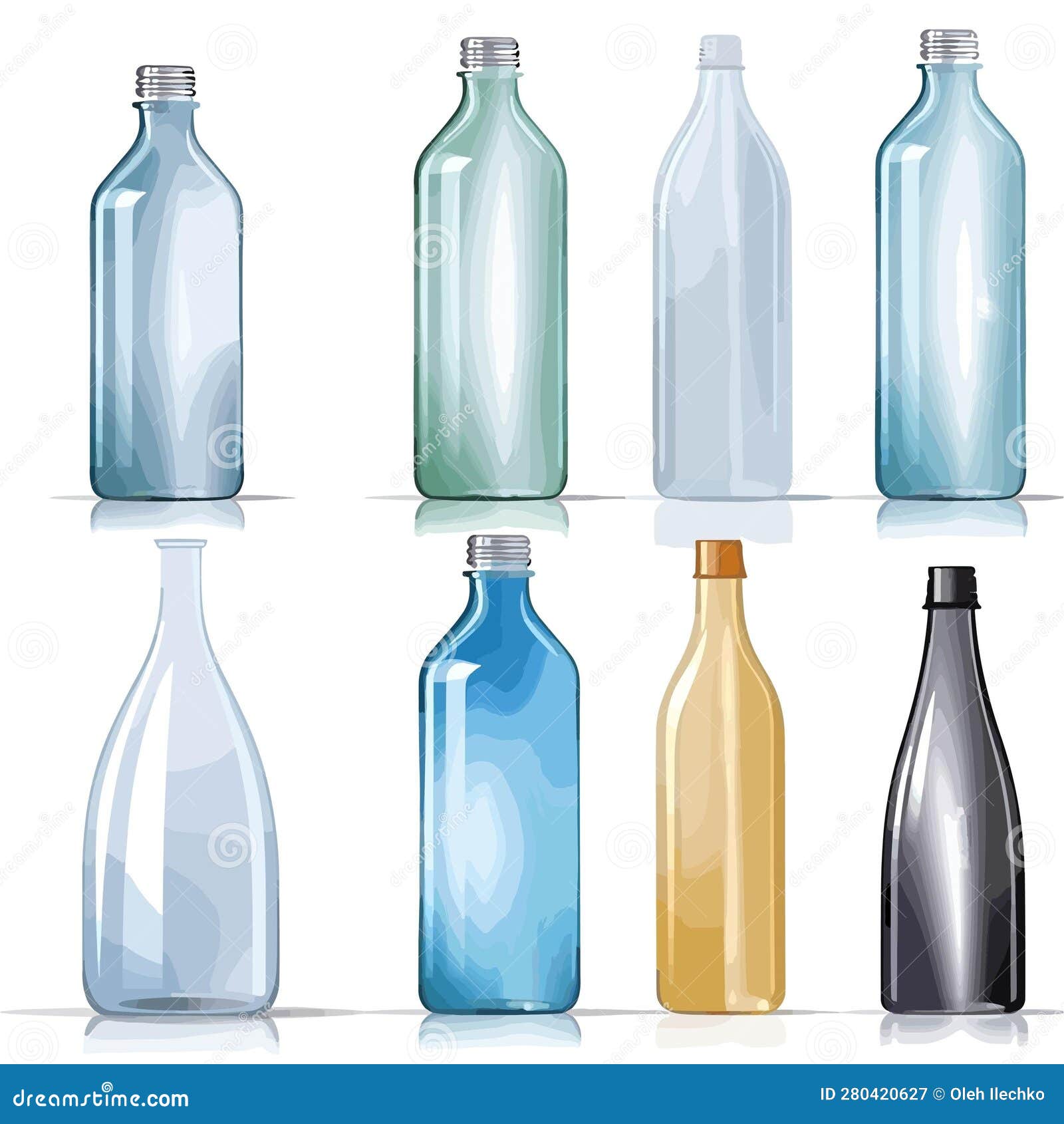 Glass Bottles Set Vector Illustration Isolated On White Illustration