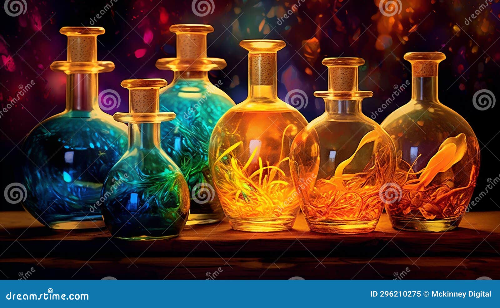 An Array of Multi Colored Glass Bottles. Created Using Ai Generative ...