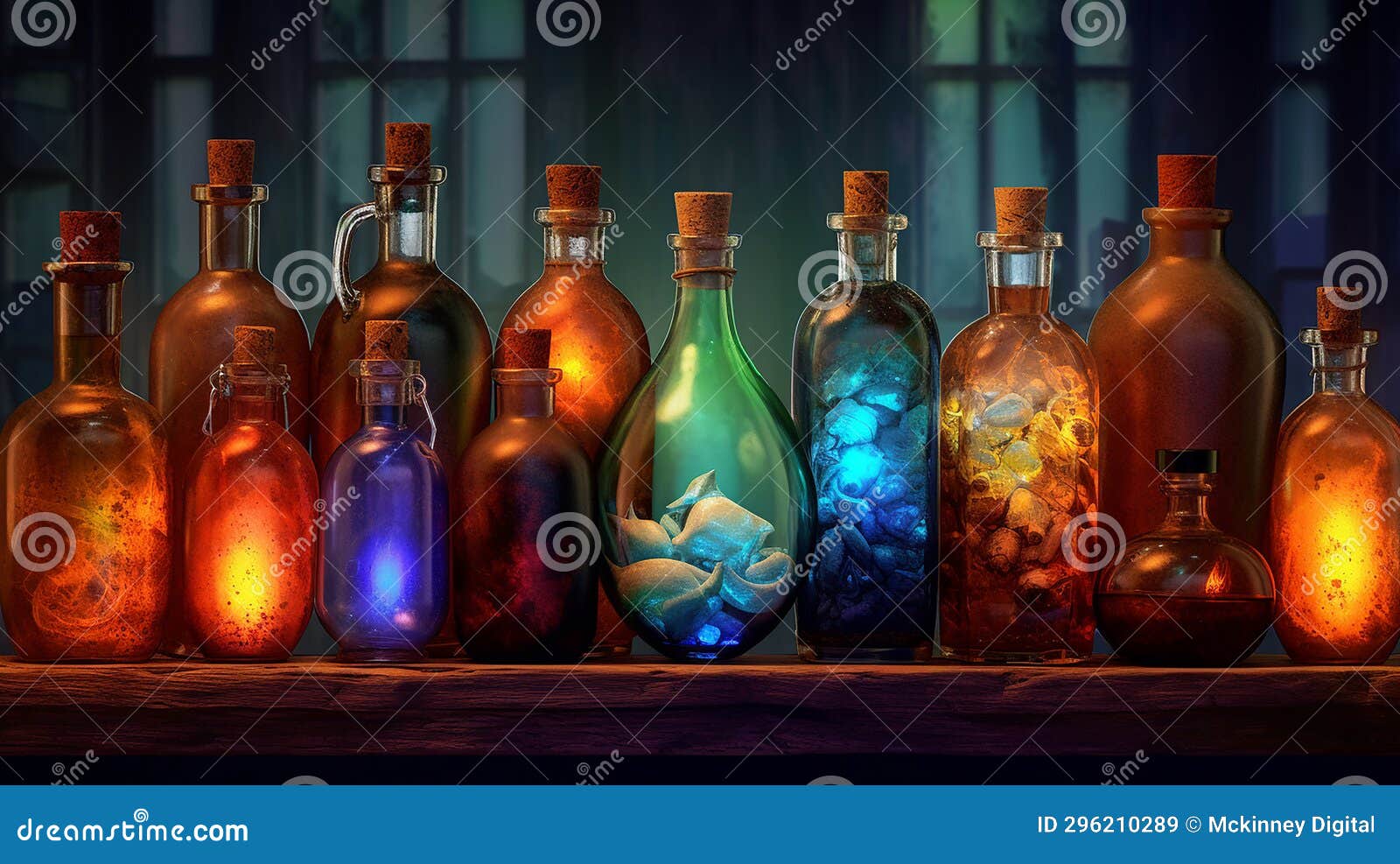 An Array of Multi Colored Glass Bottles. Created Using Ai Generative ...
