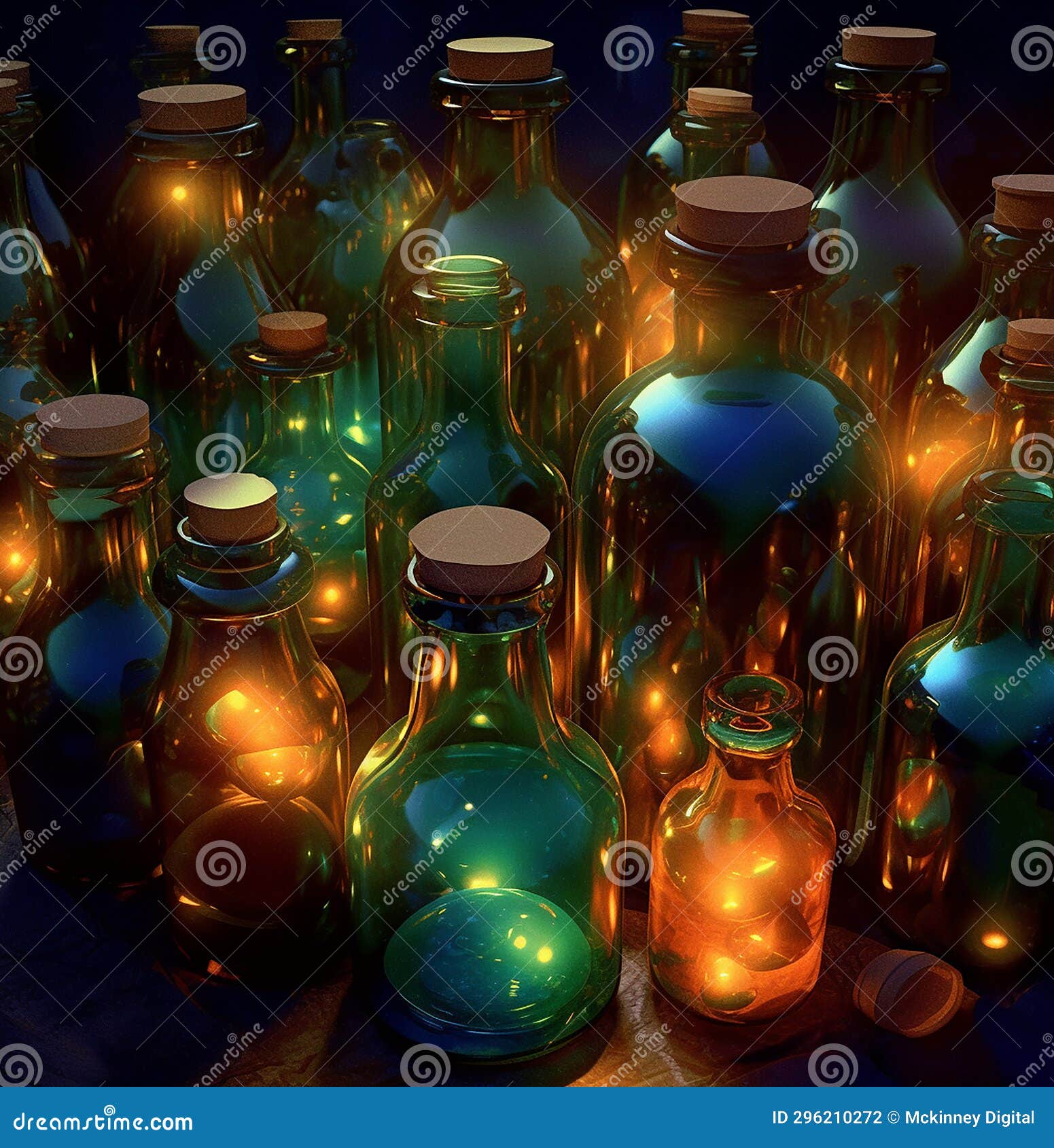 An Array of Multi Colored Glass Bottles. Created Using Ai Generative ...