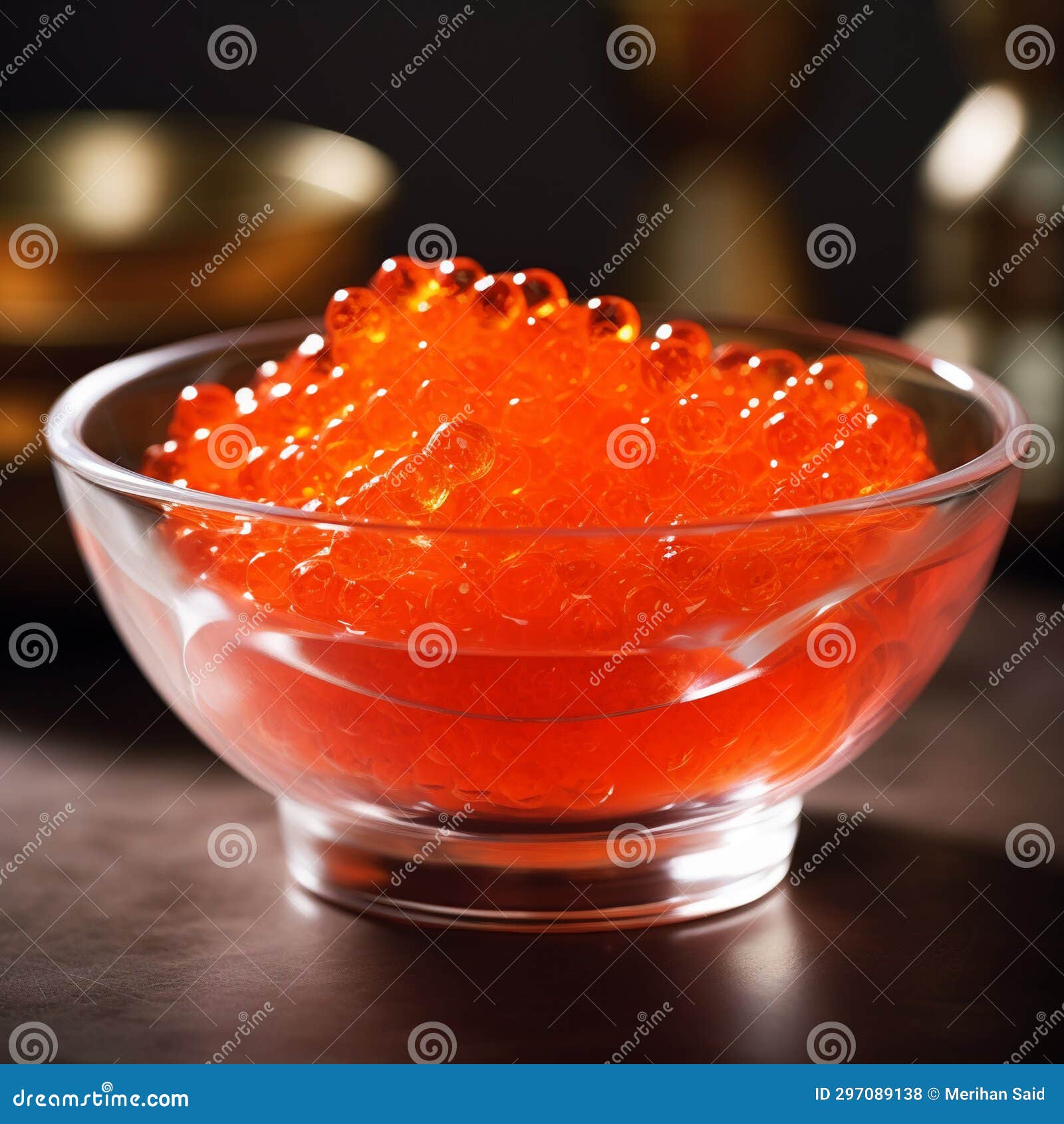 Glass Bowl with Delicious Red Caviar on Table, AI Generative. Stock ...