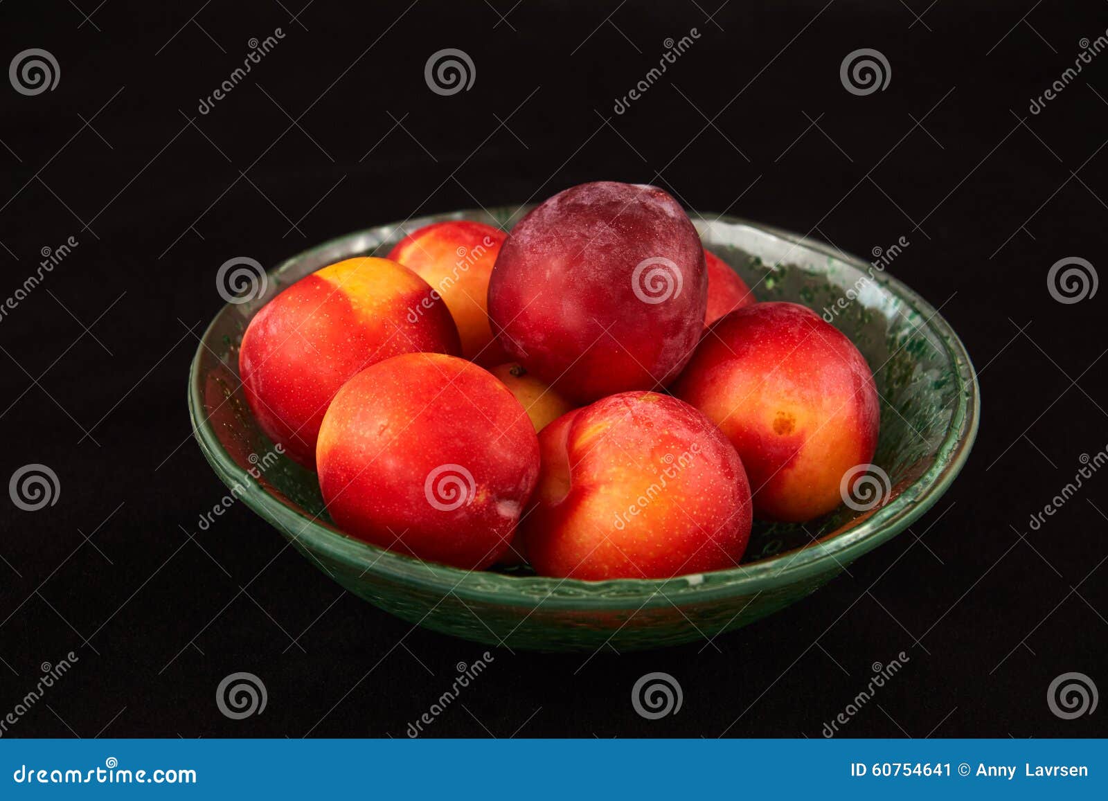 Glass Bowl with Fresh Plums Stock Image - Image of green, yellow: 60754641