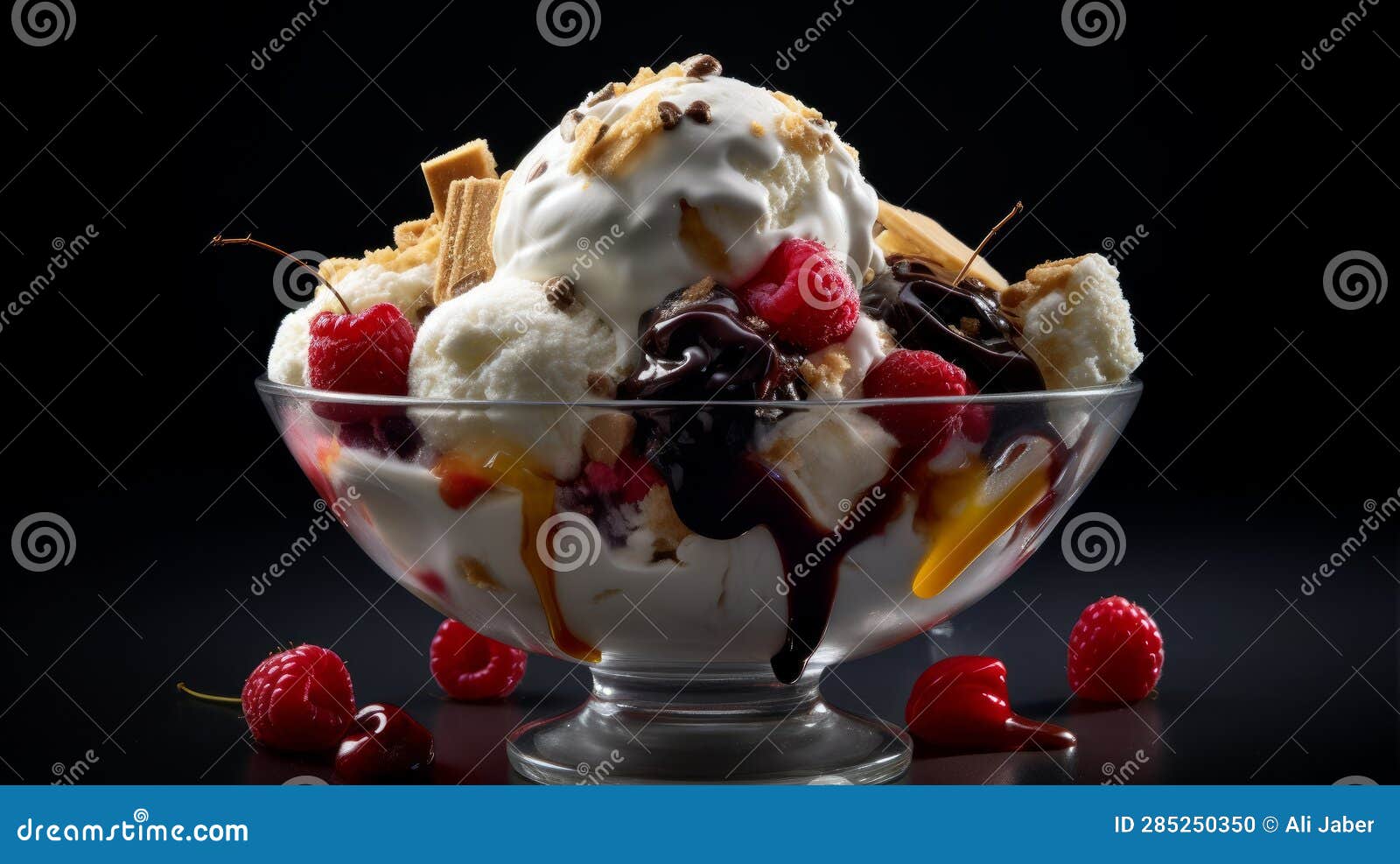 Glass Bowl Full of Ice Cream Stock Photo - Image of vanilla, cream ...