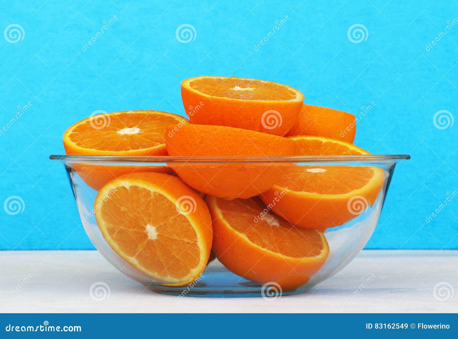 Glass Bowl Full of Oranges Split in Two Stock Image - Image of natural ...