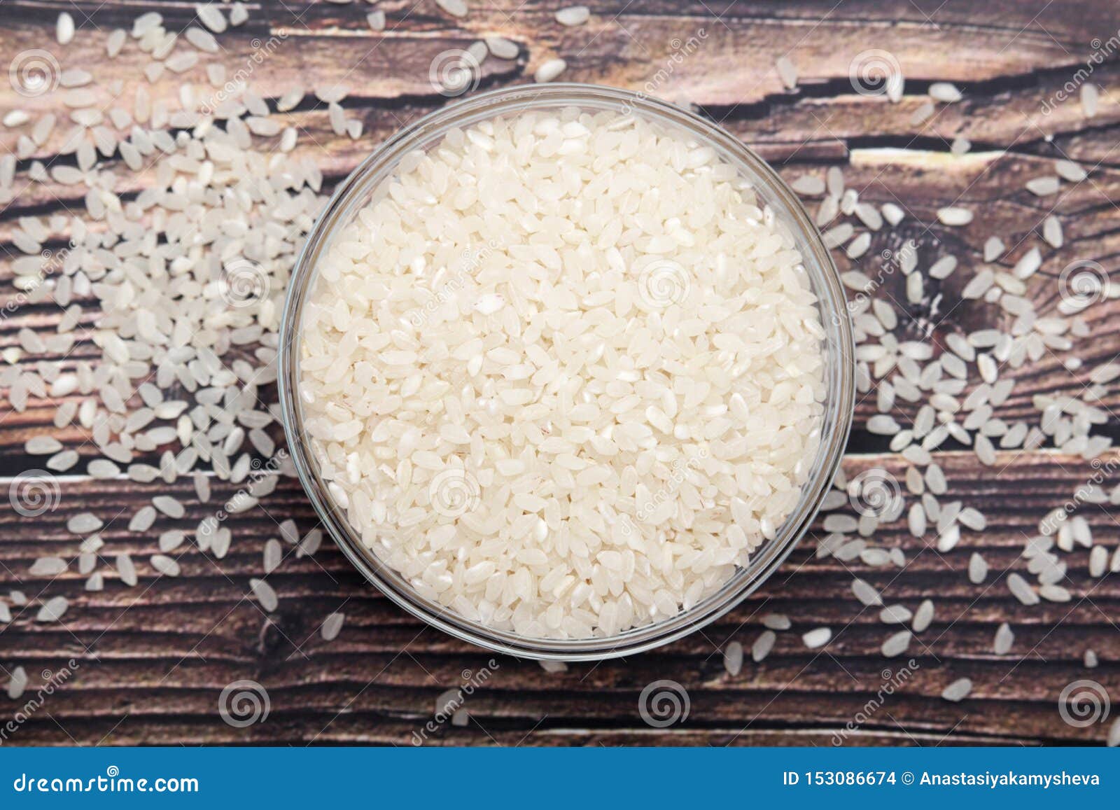 A Glass Bowl with Raw Round Rice Stock Photo - Image of chinese, china ...