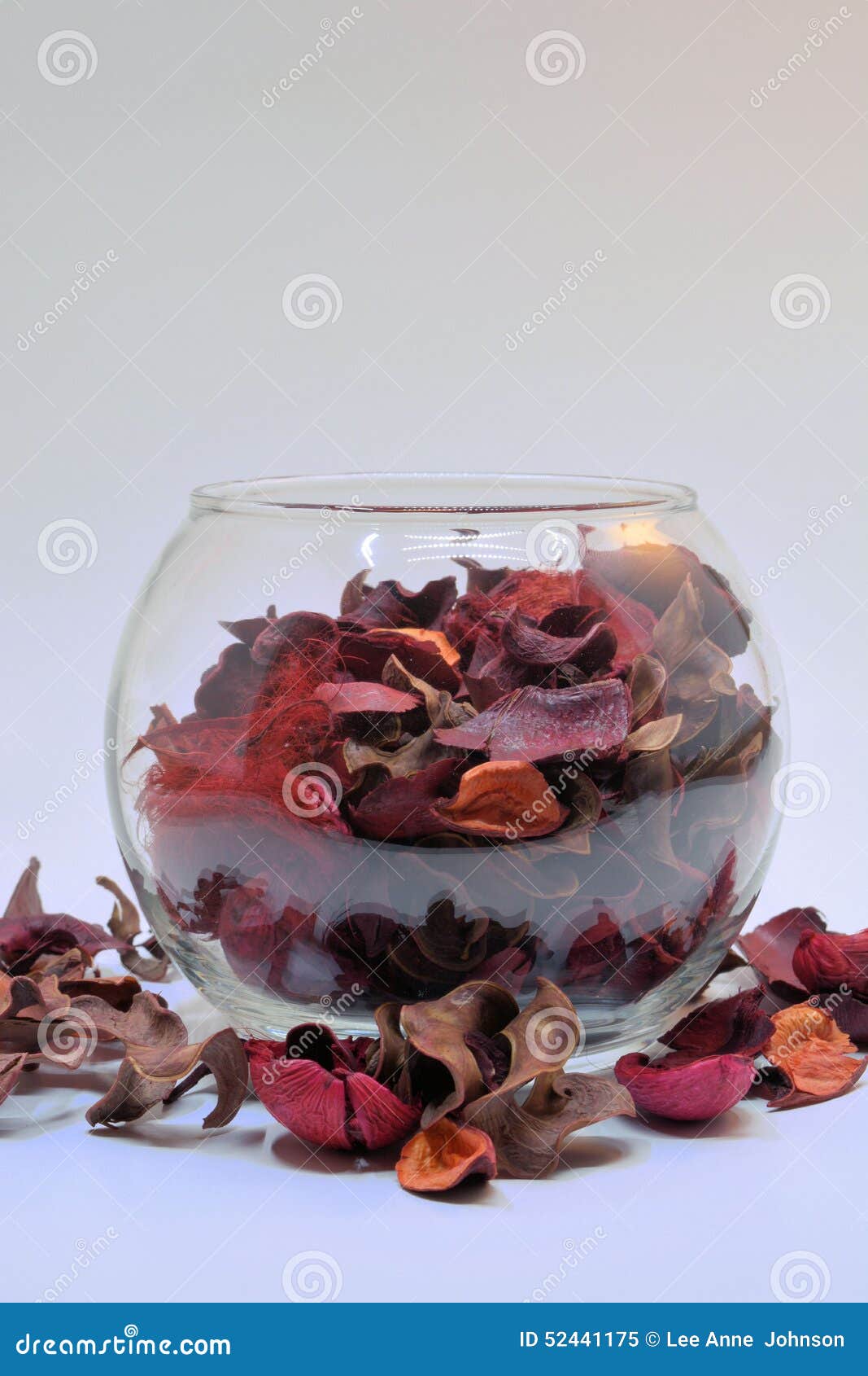 Glass Bowl with Red Potpourri Spill Stock Image - Image of spill ...