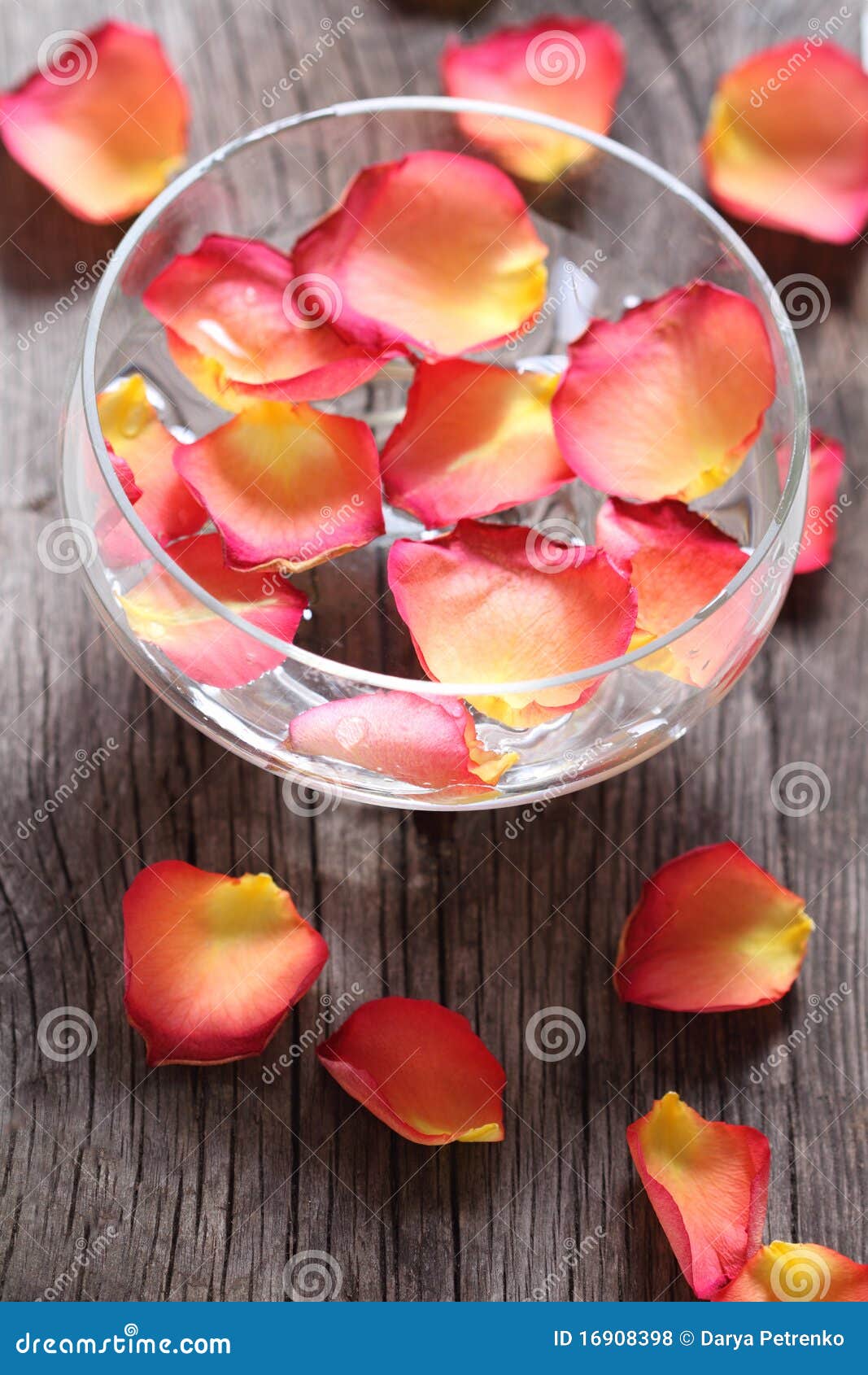 Glass Bowl with Water and Flower Petals Stock Photo - Image of glass ...