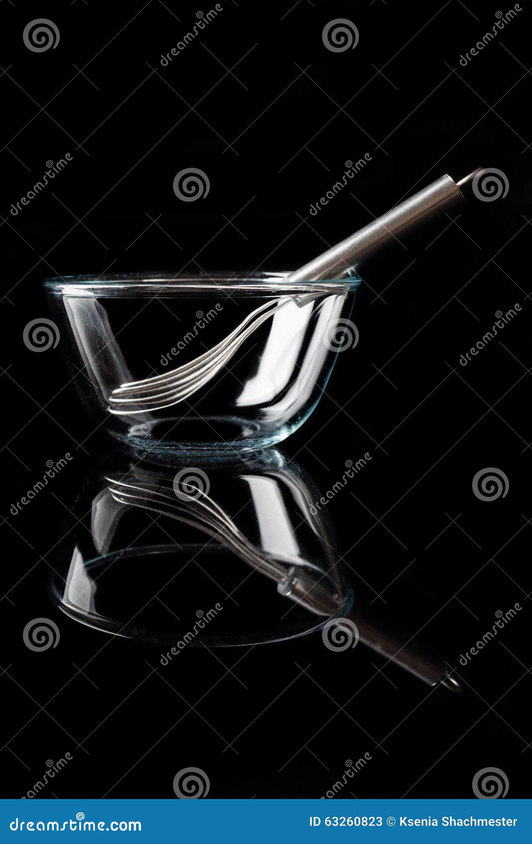 Glass Bowl with Whisker Inside Side View with Reflection Vertical Stock ...