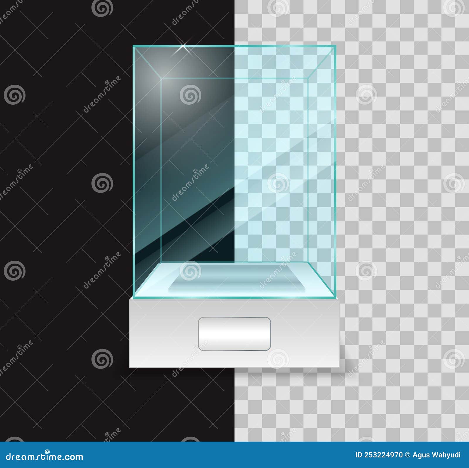 Realistic Empty Transparent Glass Box Or Empty Glas Cube Box Showcase ...