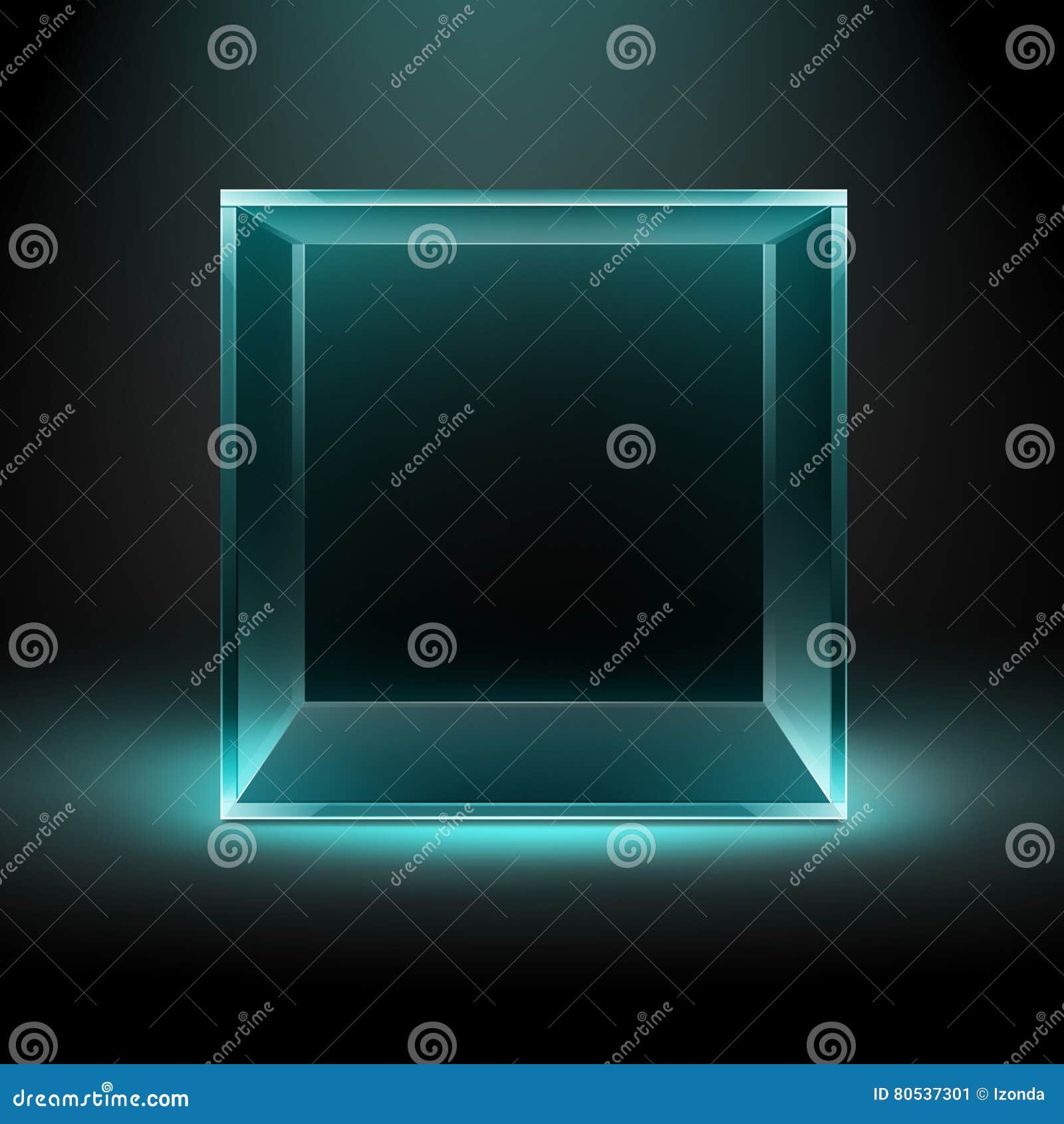 Glass Box on Dark Background with Blue Backlight Stock Vector ...