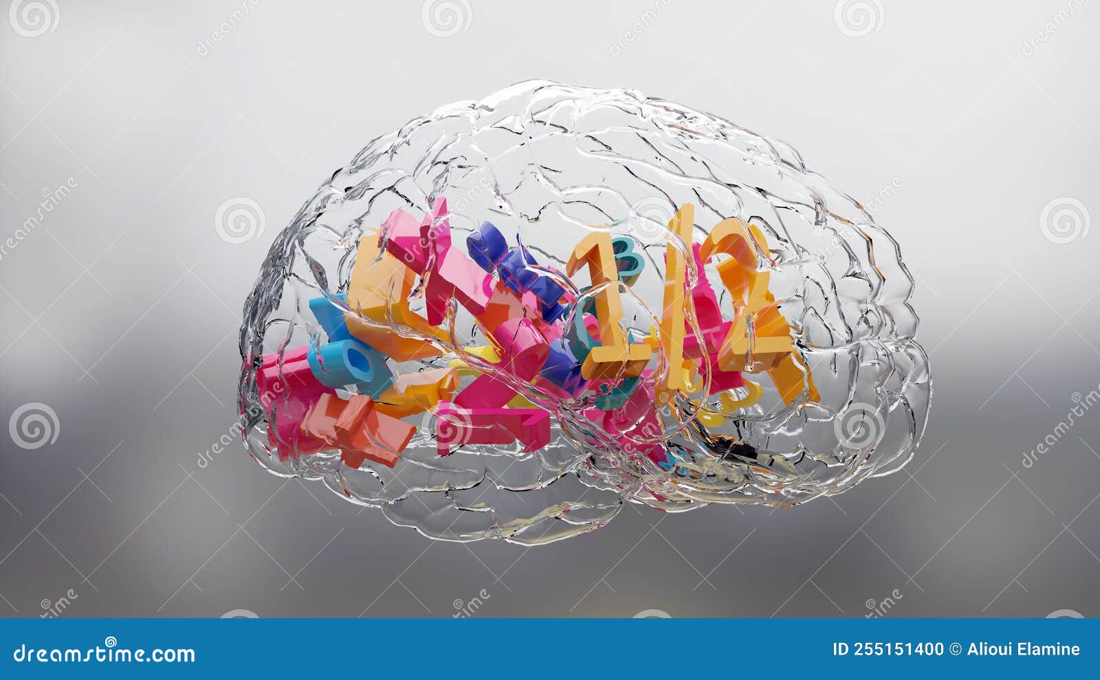 Glass Brain and Math Formulas, Math and Technology Concept Digitally ...