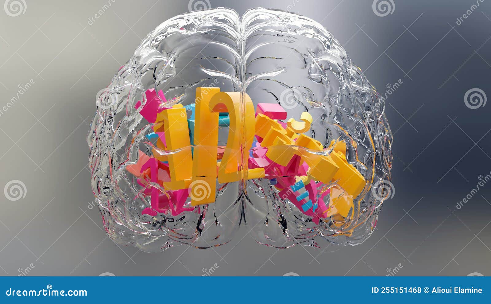 Glass Brain and Math Formulas, Math and Technology Concept Digitally ...