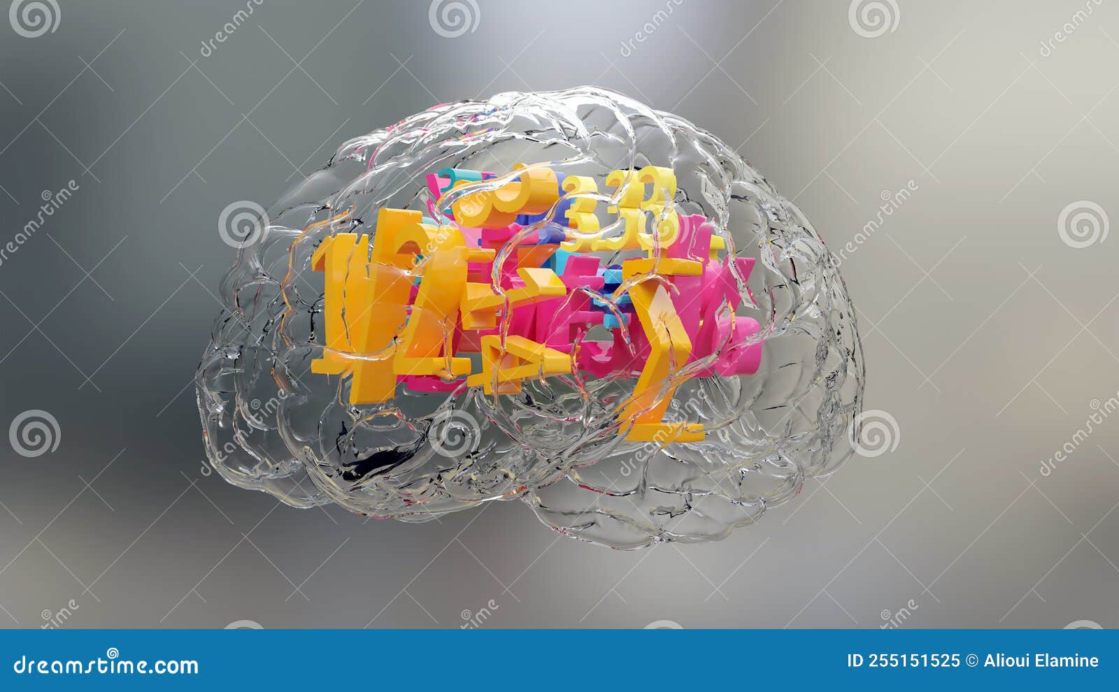 Glass Brain and Math Formulas, Math and Technology Concept Digitally ...
