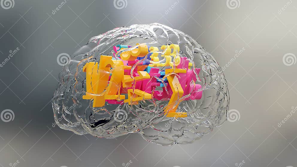 Glass Brain and Math Formulas, Math and Technology Concept Digitally ...