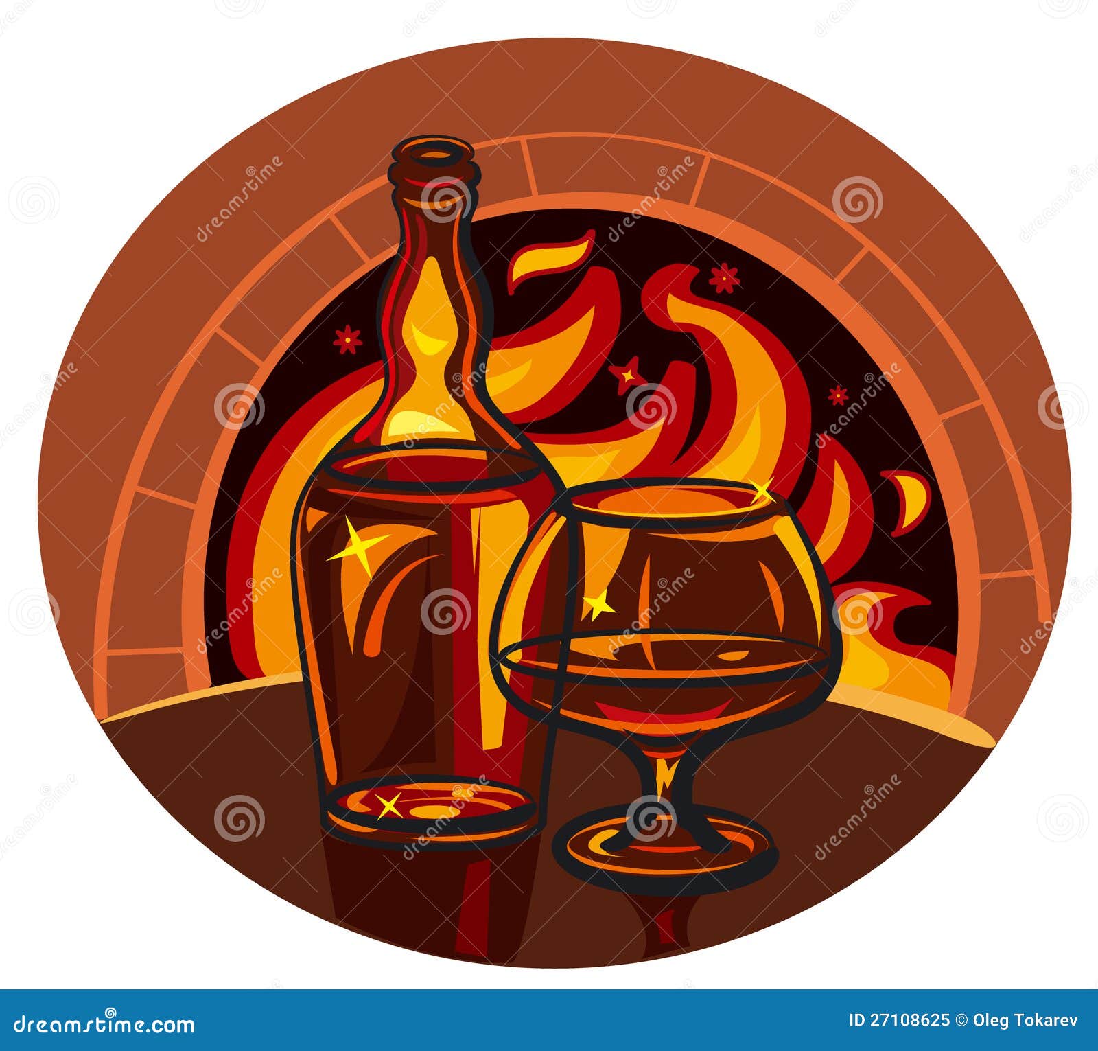 Glass Of Brandy Vector Drawing Illustration | CartoonDealer.com #70129732