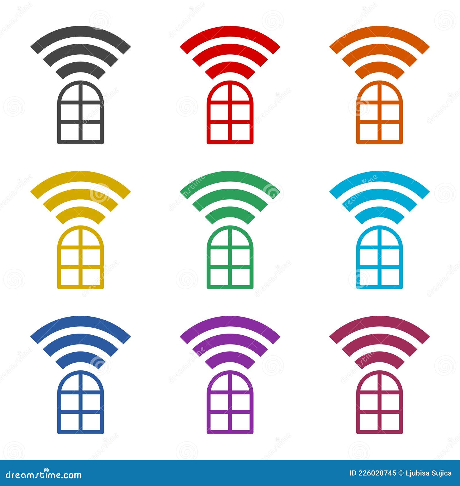 Glass Break Sensor Color Icon Set Stock Vector - Illustration of ...