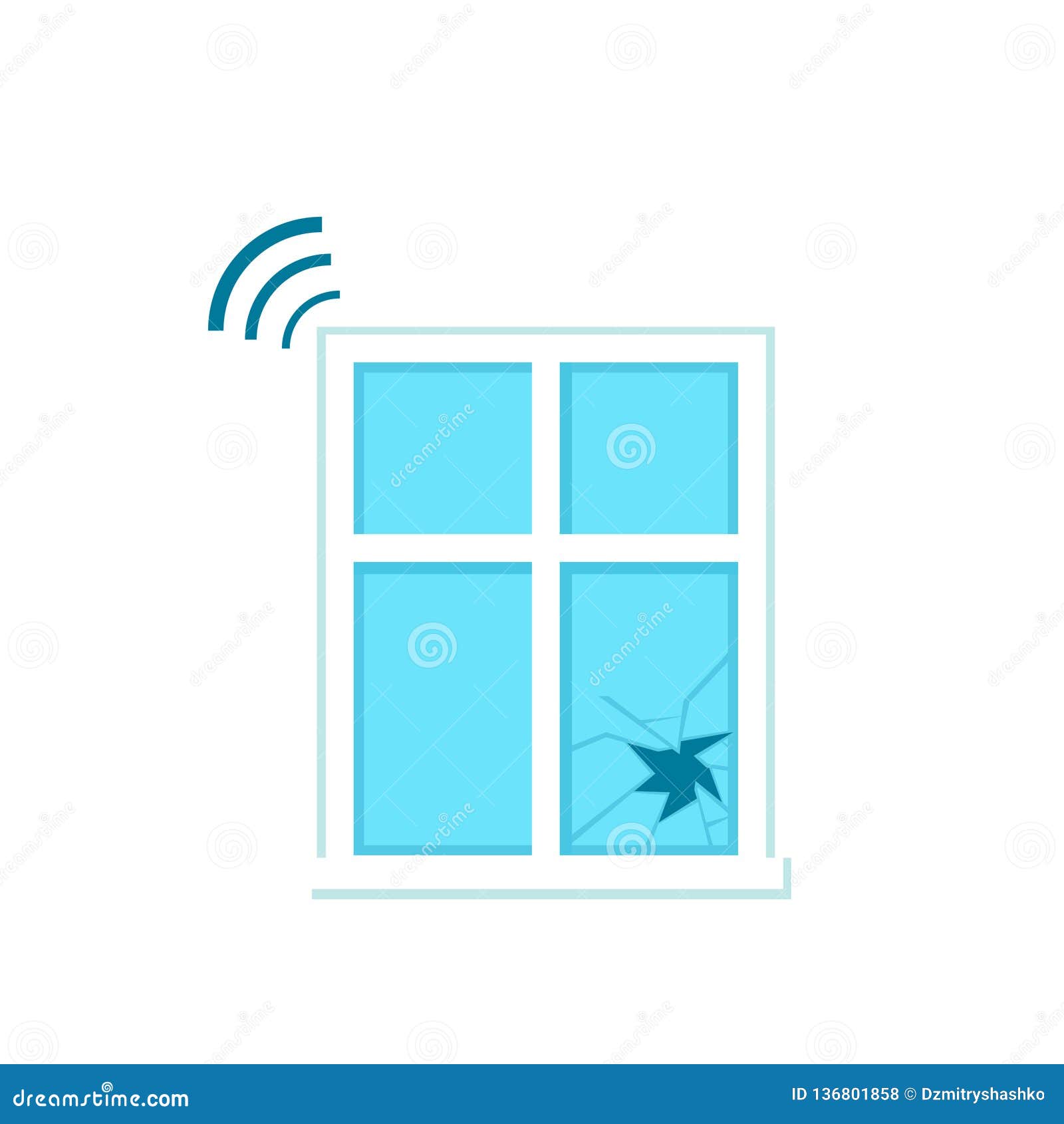 Glass Break Sensor Icon Stock Vector Illustration Of Cartoon 136801858