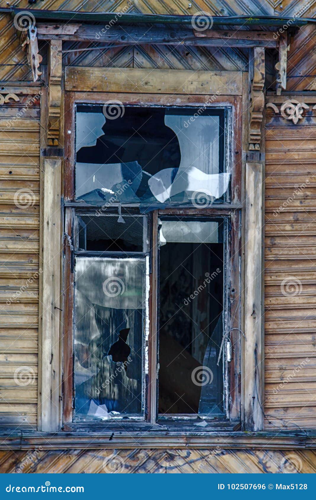 Big Window with Blue Glass Destruction Stock Photo - Image of ...