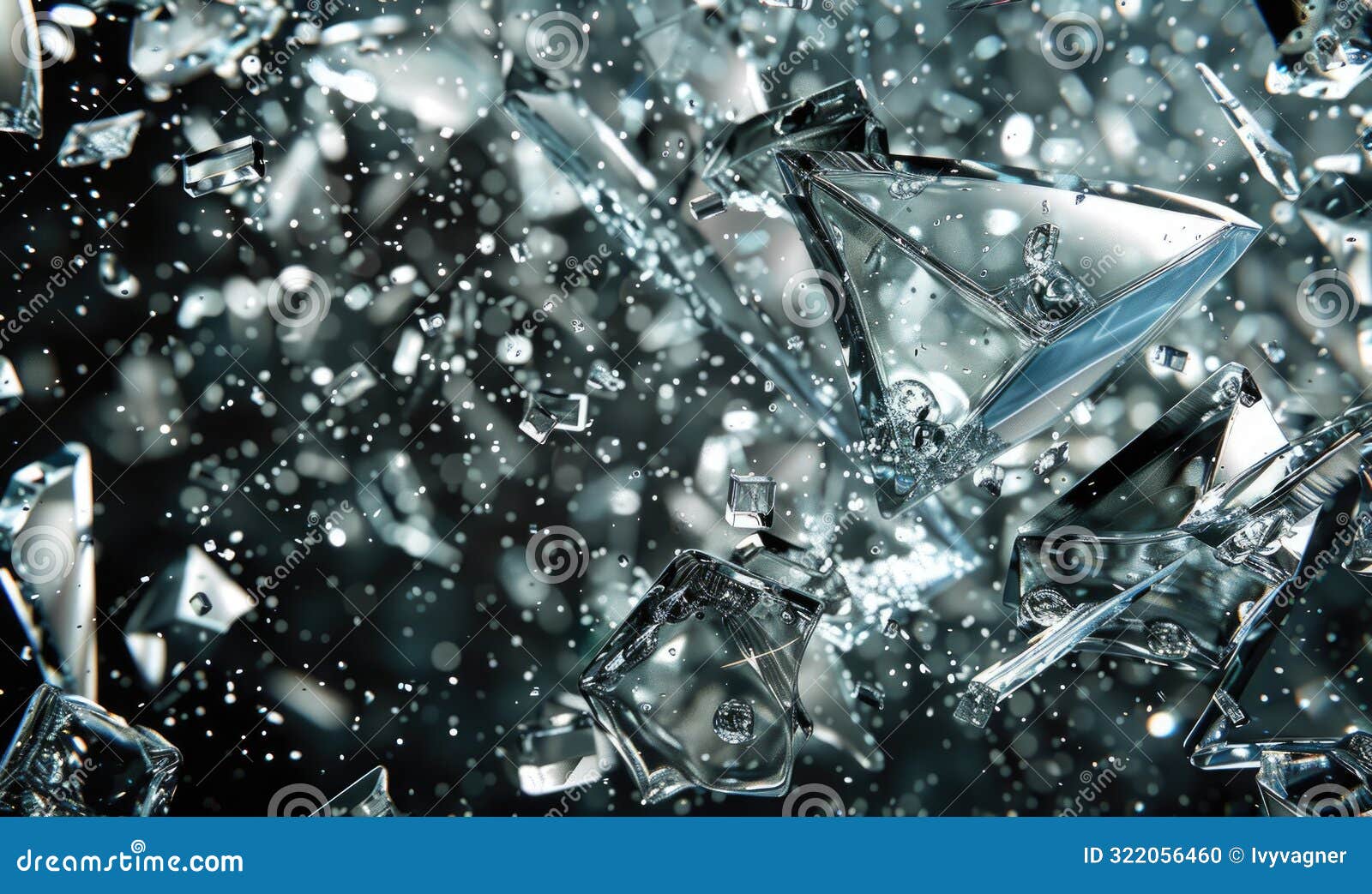 Glass Breaking in High Speed, Broken Glass Closeup Stock Photo - Image ...