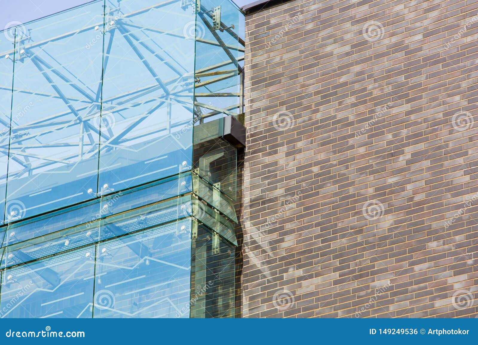 Glass and Brick Pattern Close Up. Modern Architecture Concept Stock ...