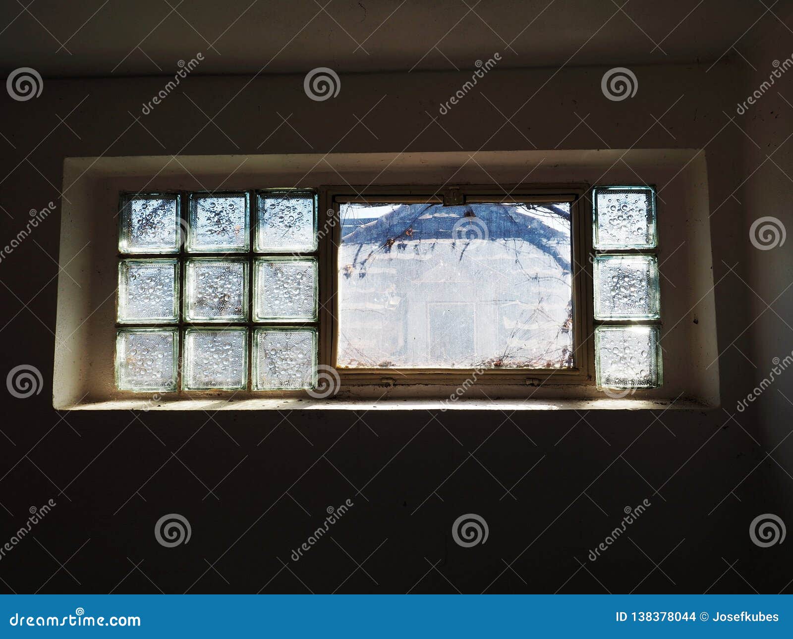 Glass Bricks Blocks with Bubble Pattern in Window Detail, Luxfera Stock ...