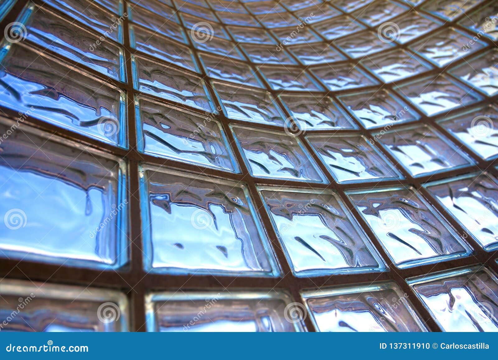 Glass Bricks Wall and Blue Sky Stock Photo - Image of design, exterior ...