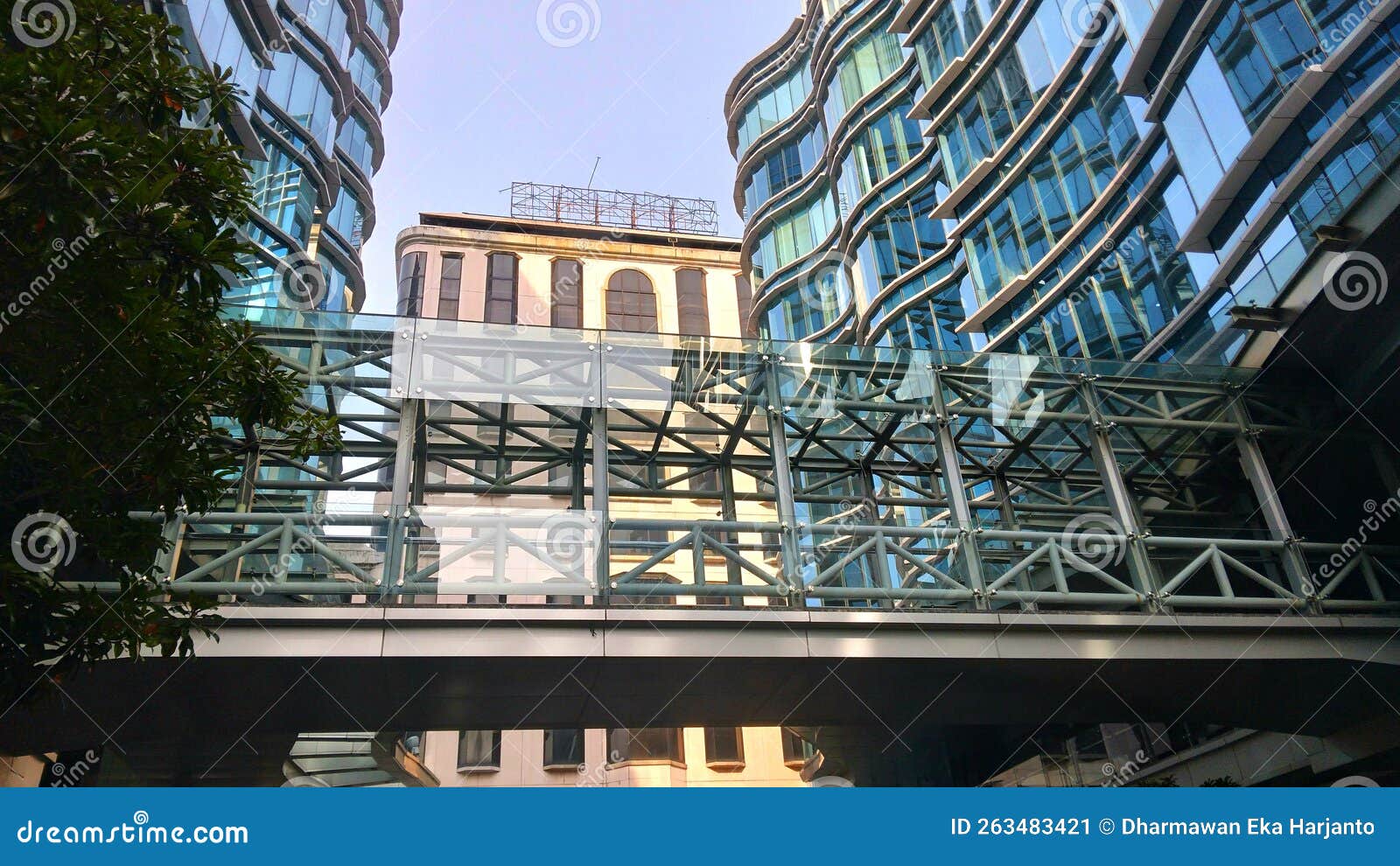 The Glass Bridge Connecting the Towers of the Building Stock Image ...