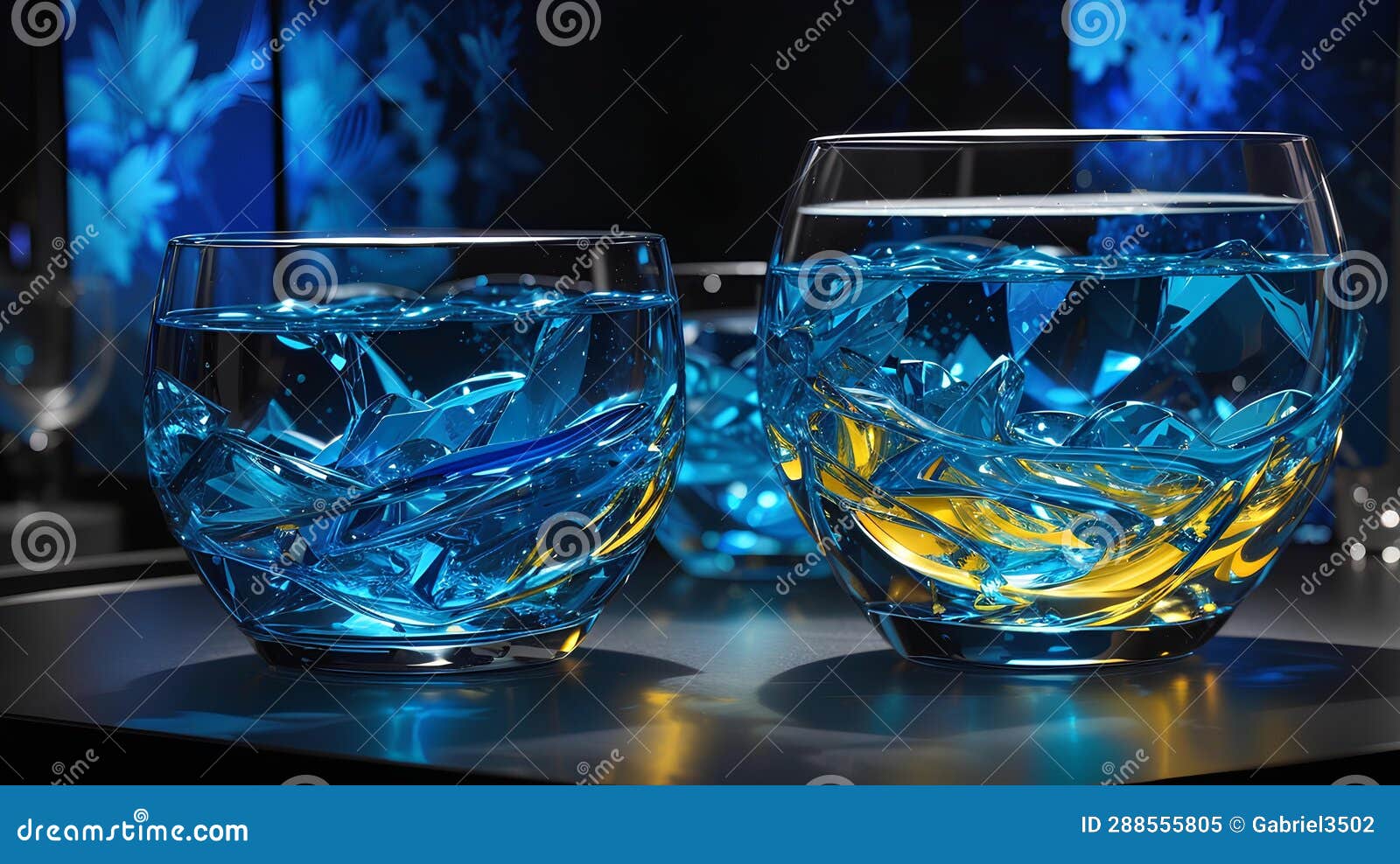 Glass with Bright Blue Liquid in Motion Stock Illustration ...