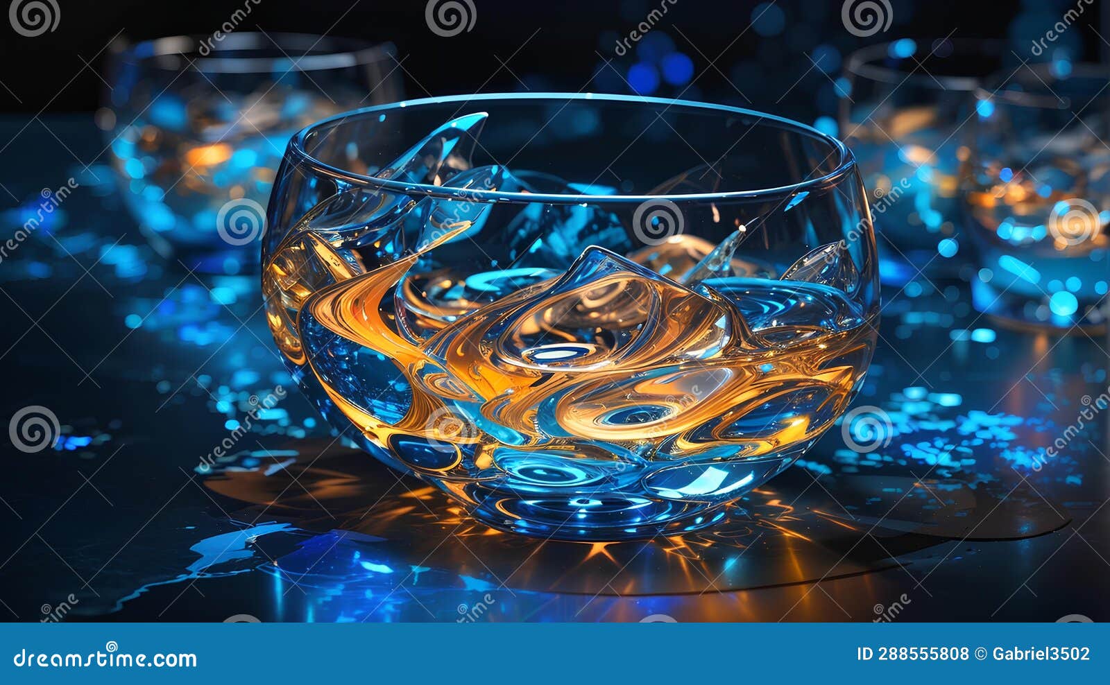 Glass with Bright Blue Liquid in Motion Stock Illustration ...