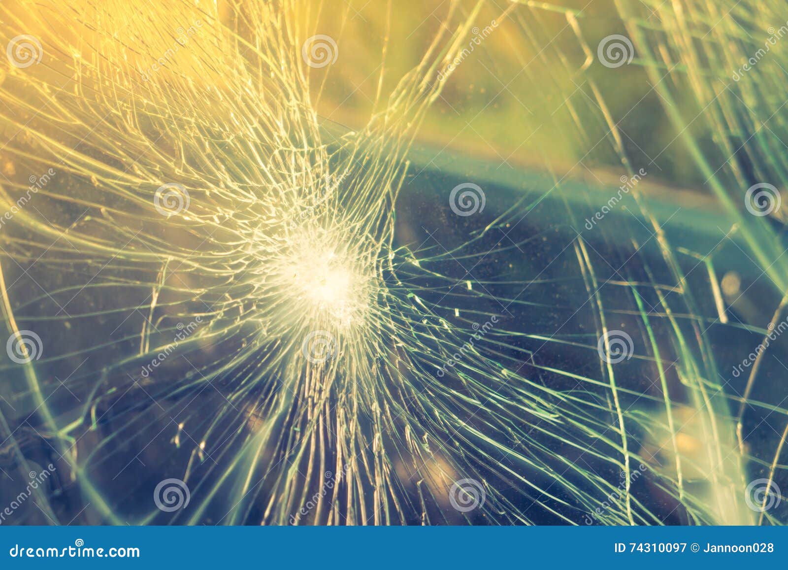 Glass Broken Cracks Splinters in Front of Car . ( Filtered Image Stock ...