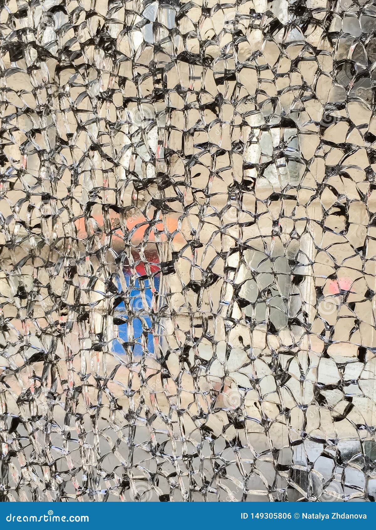 Glass Broken into Many Pieces ,close-up , Soft Focus, Broken Window ...