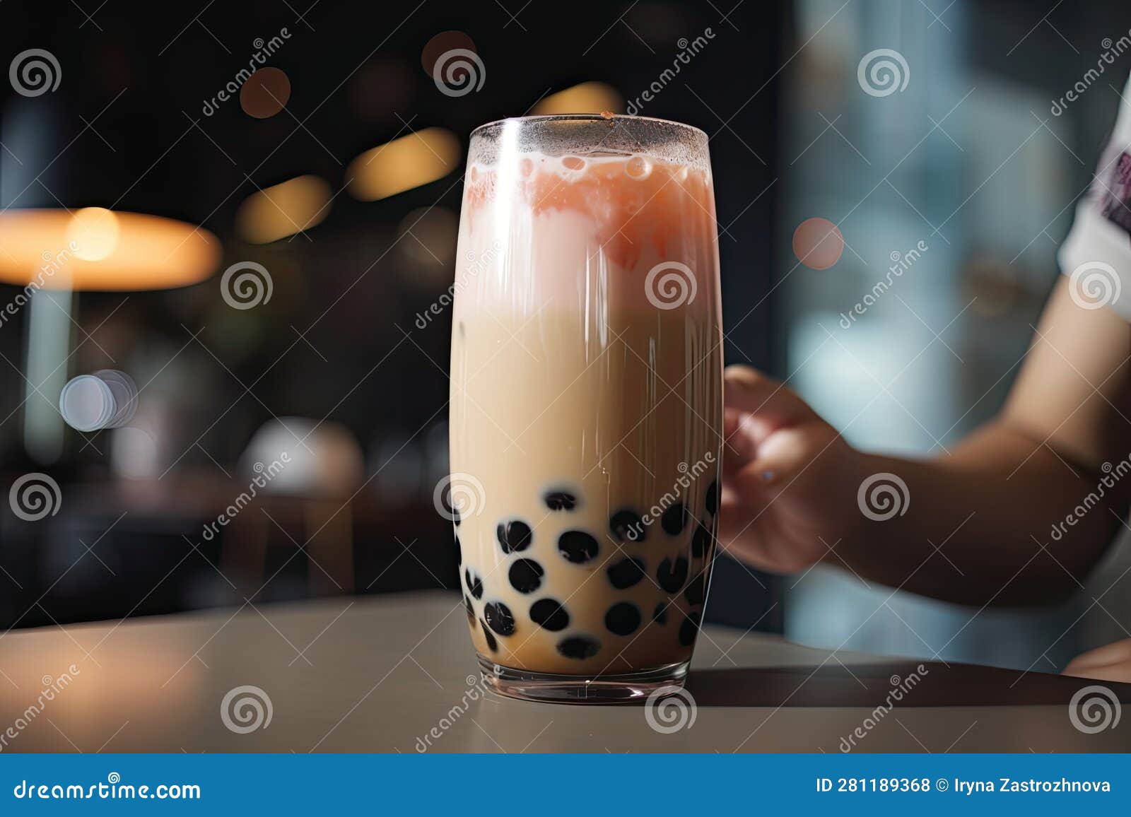 Glass with Bubble Tea Milkshake, Close-up. Generative AI Stock ...