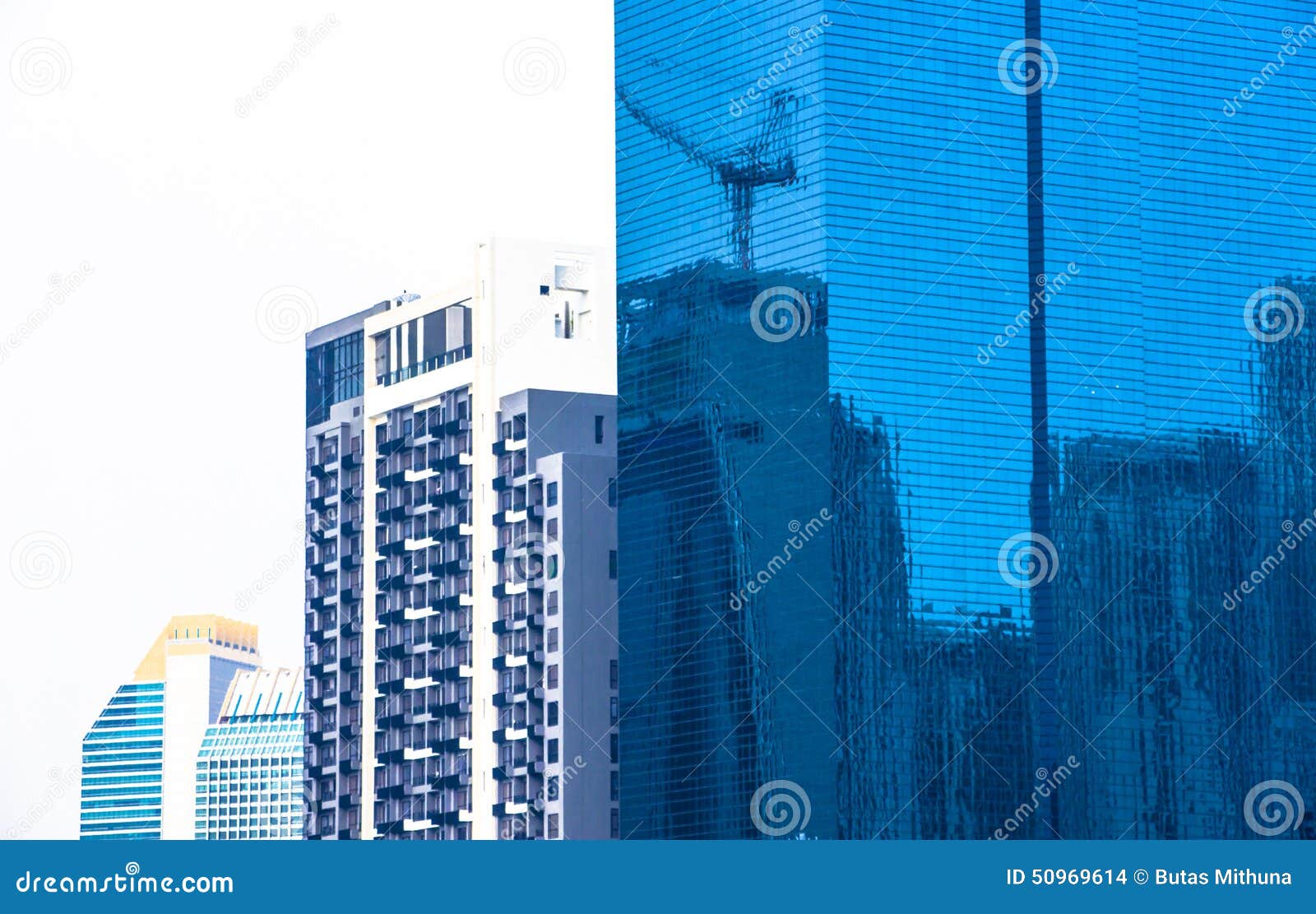 Glass Building with Construction Reflex Stock Photo - Image of house ...