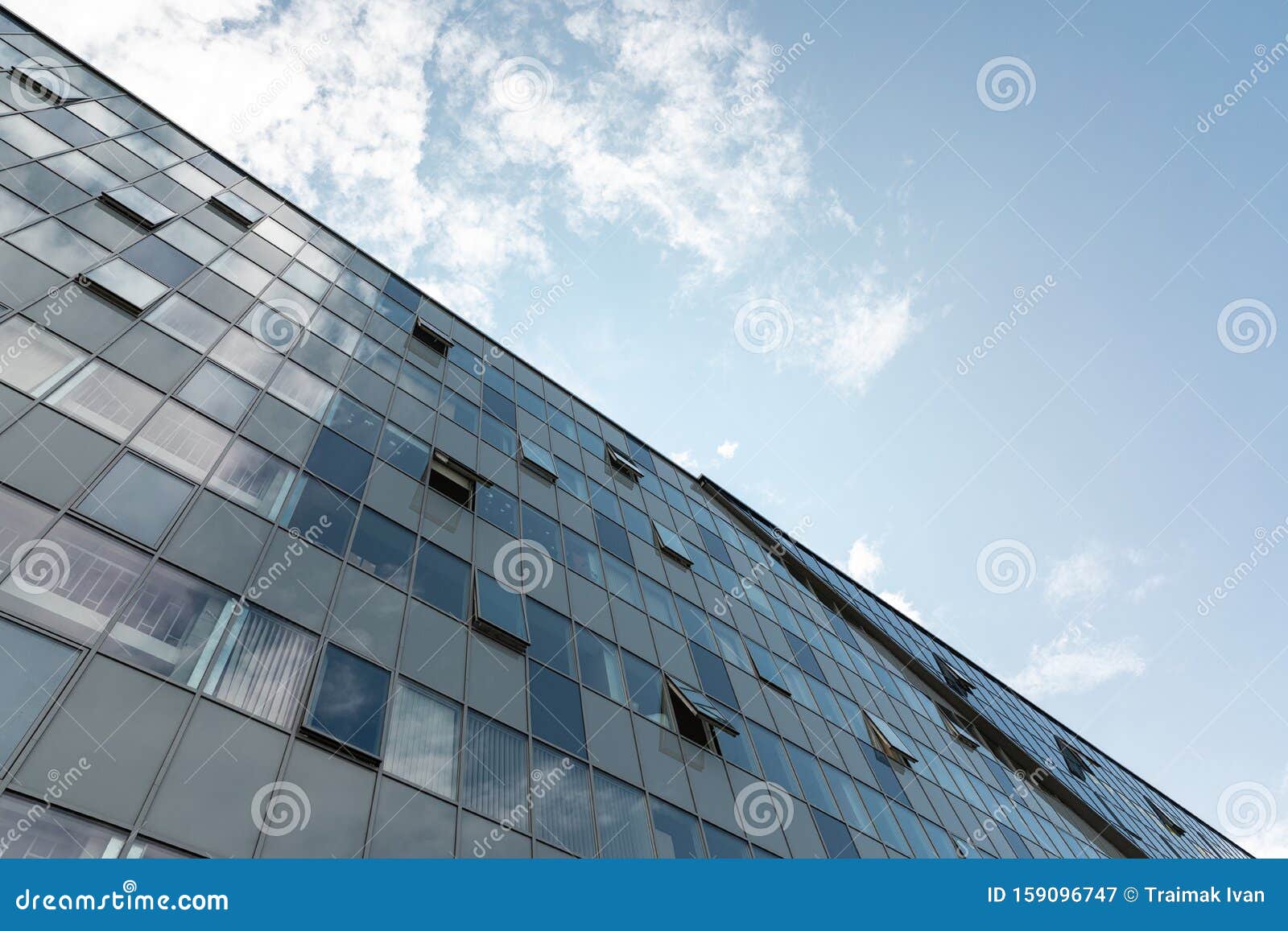 Glass Building Facade with Several Open Windows on it Stock Image ...