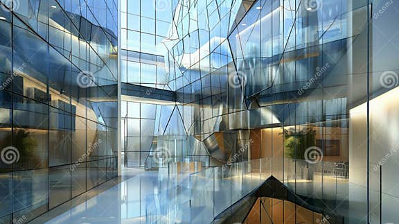 Reflective Glass Building with Sky Stock Image - Image of corporate ...