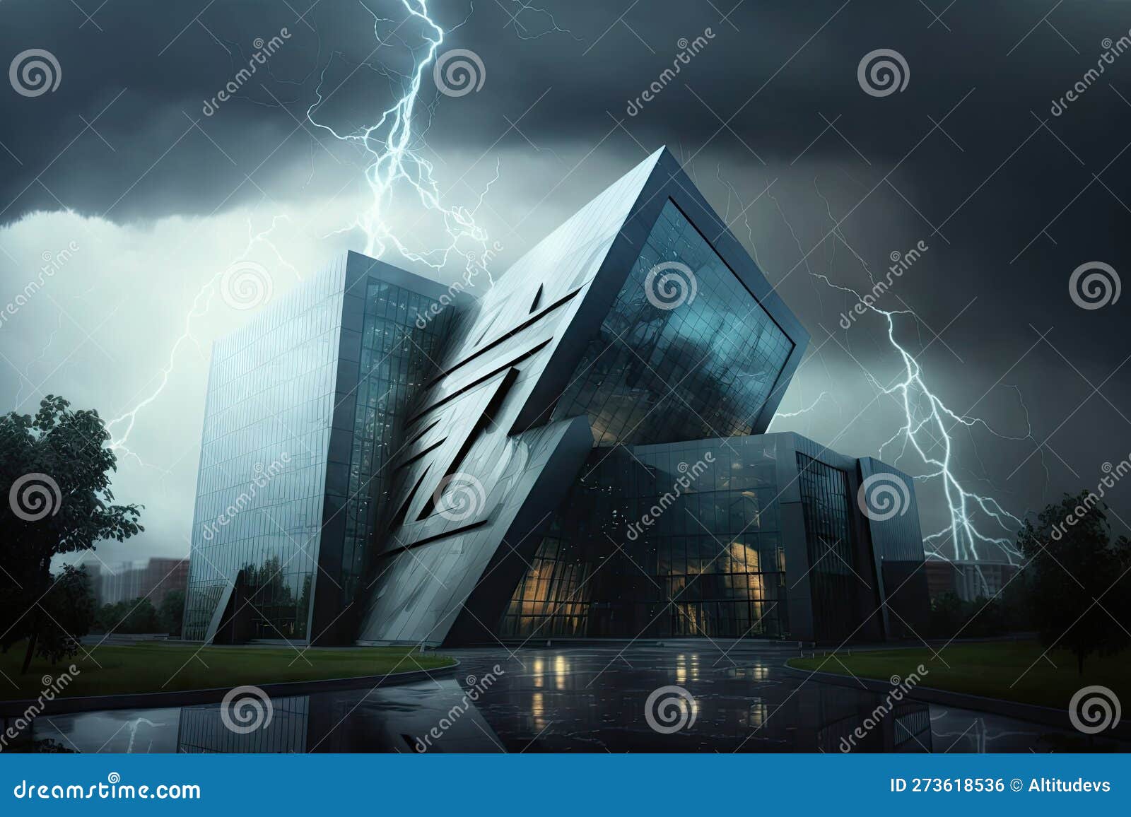 Building, Lightning Icon On White Background. Can Be Used For Web, Logo ...