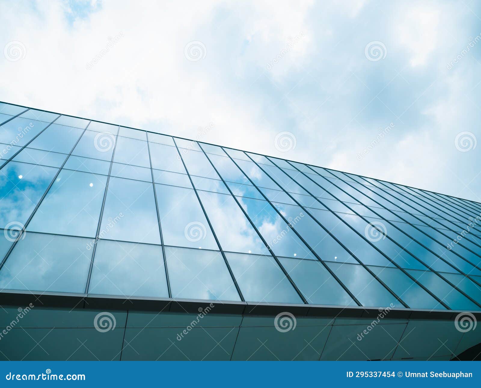 Glass Buildings with Cloudy Blue Sky Background, Horizontal Stock Photo ...