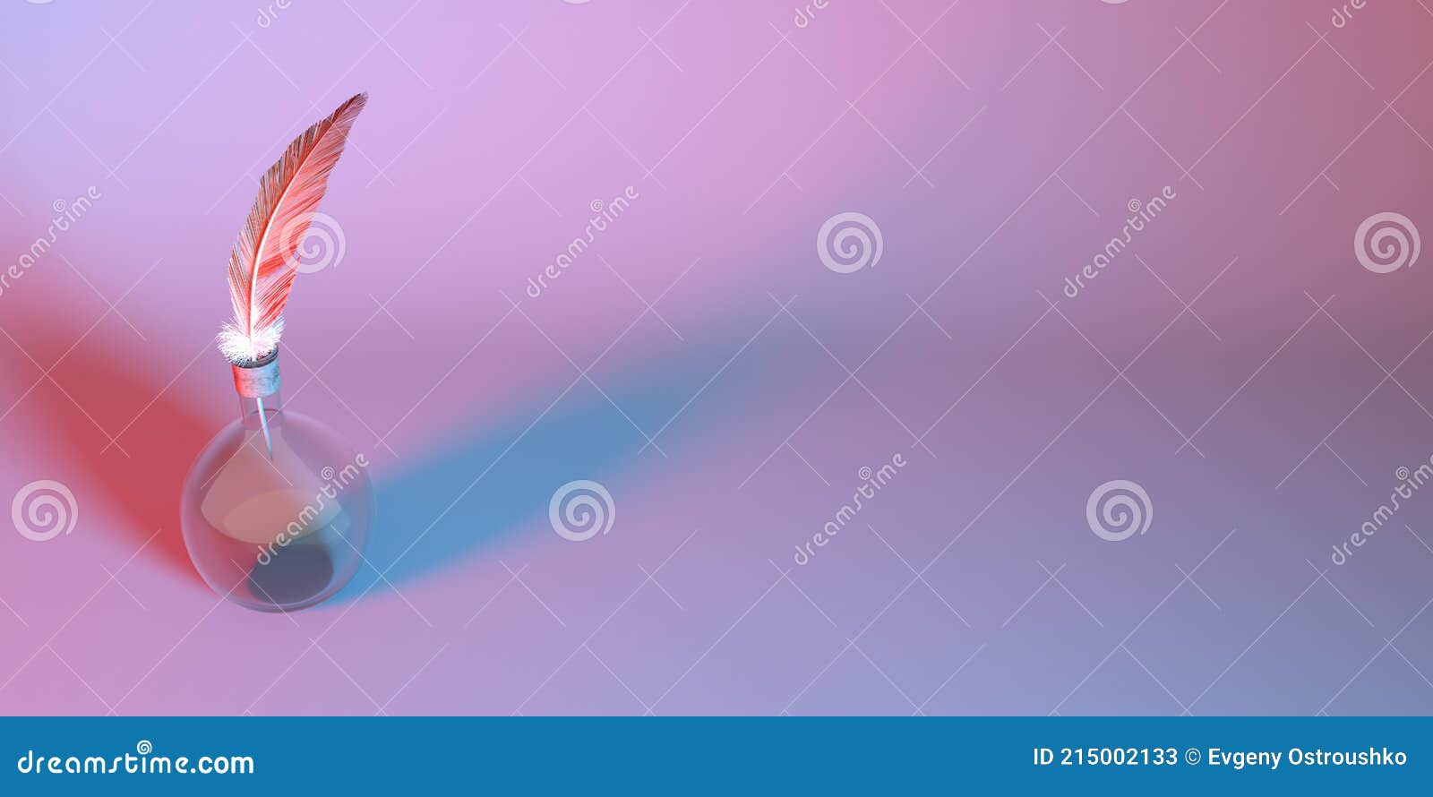 Glass Bulb with Feather in Neon Light Close Up Stock Illustration ...