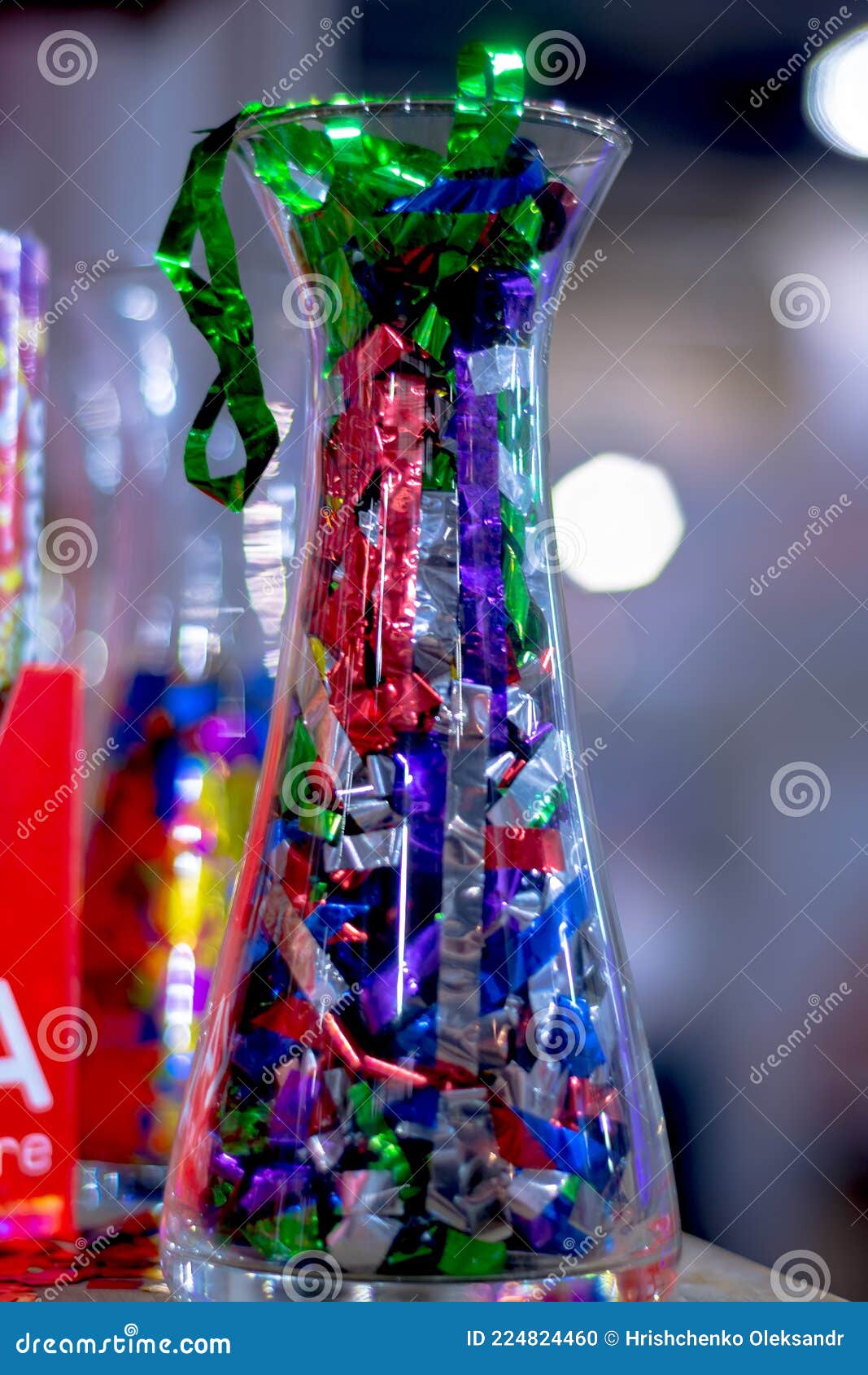 Glass Bulb with Multi-colored Streamer Stock Photo - Image of happiness ...