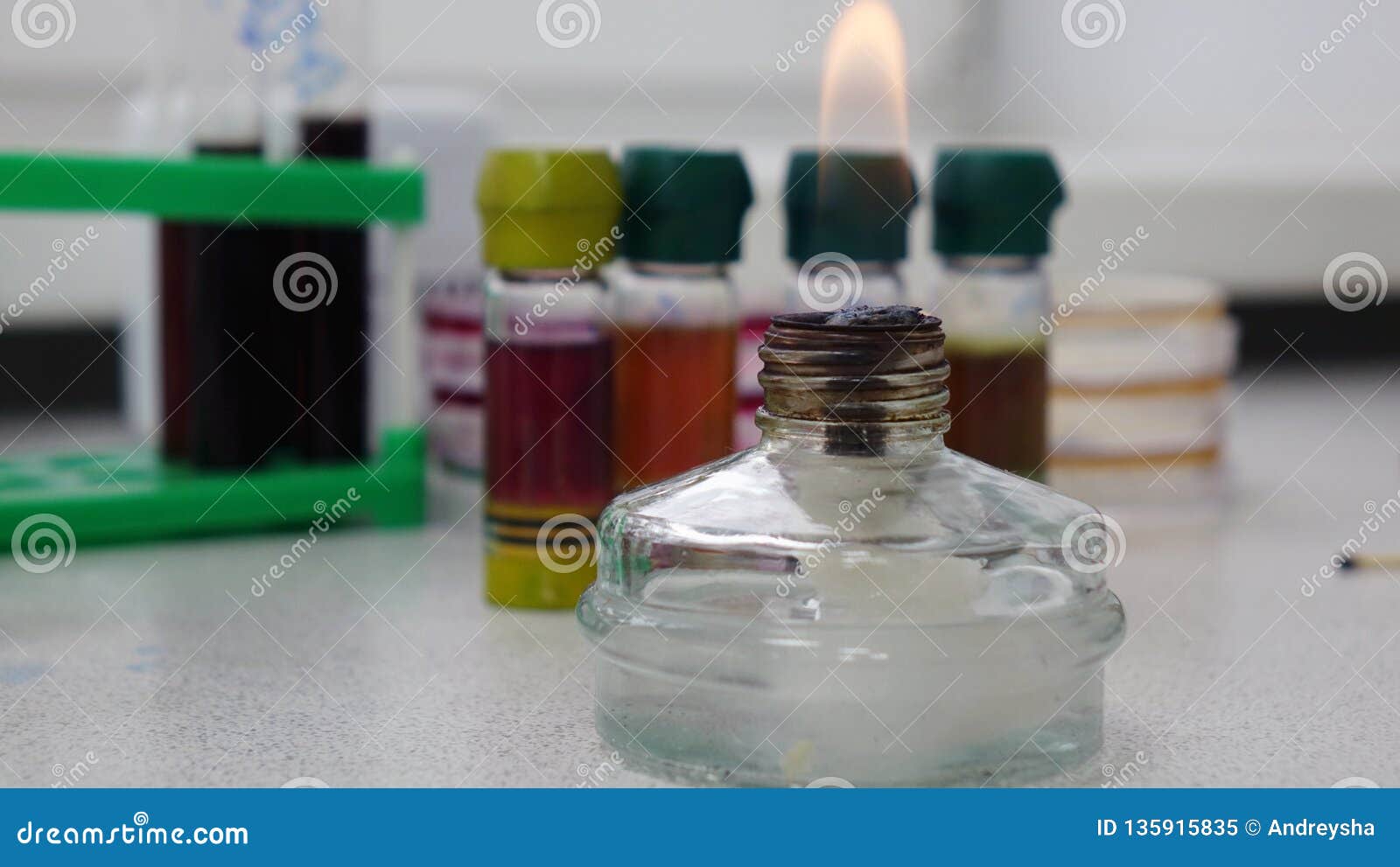 Glass Bulb with a Wick. Chemical Laboratory. Stock Image - Image of ...