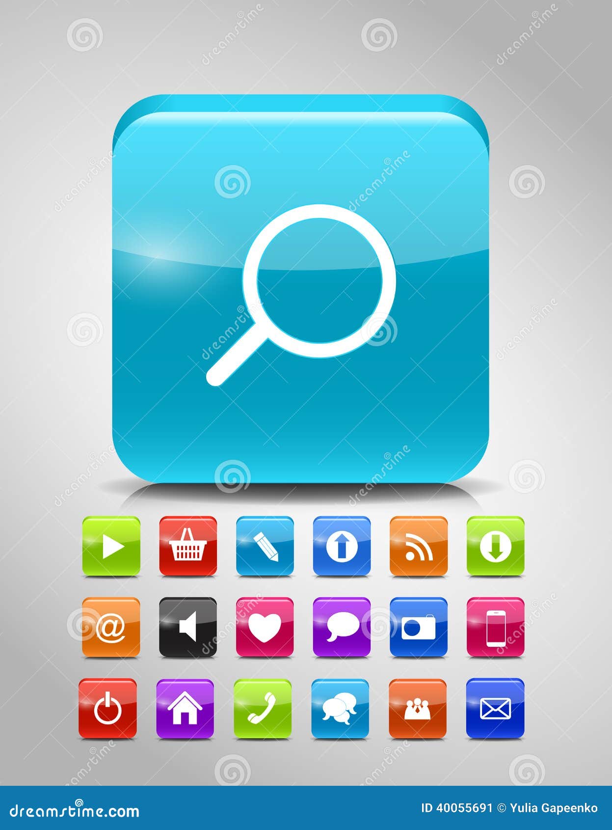 Glass Button Icon Set . Vector Illustration Stock Vector - Illustration ...