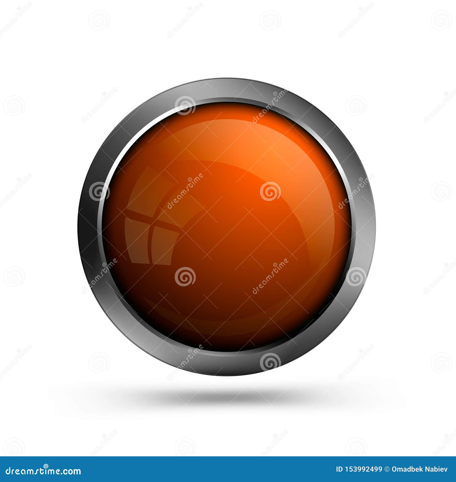 Glass button orange color. stock vector. Illustration of button - 153992499