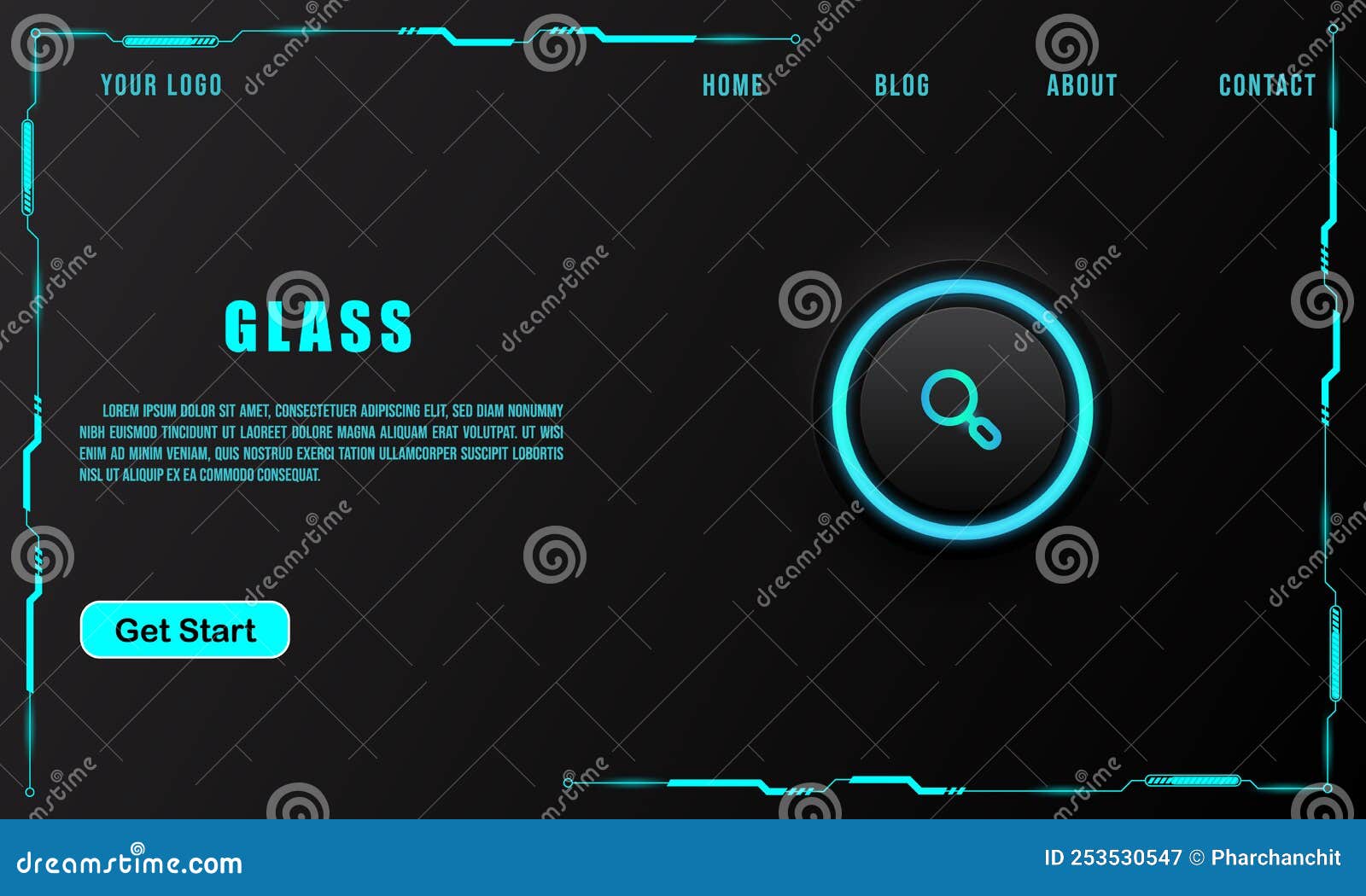 Glass Button on Technology Background, Technology Concept for Web ...