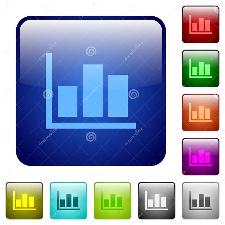 Set of Statistics Color Glass Rounded Square Buttons Stock Vector ...