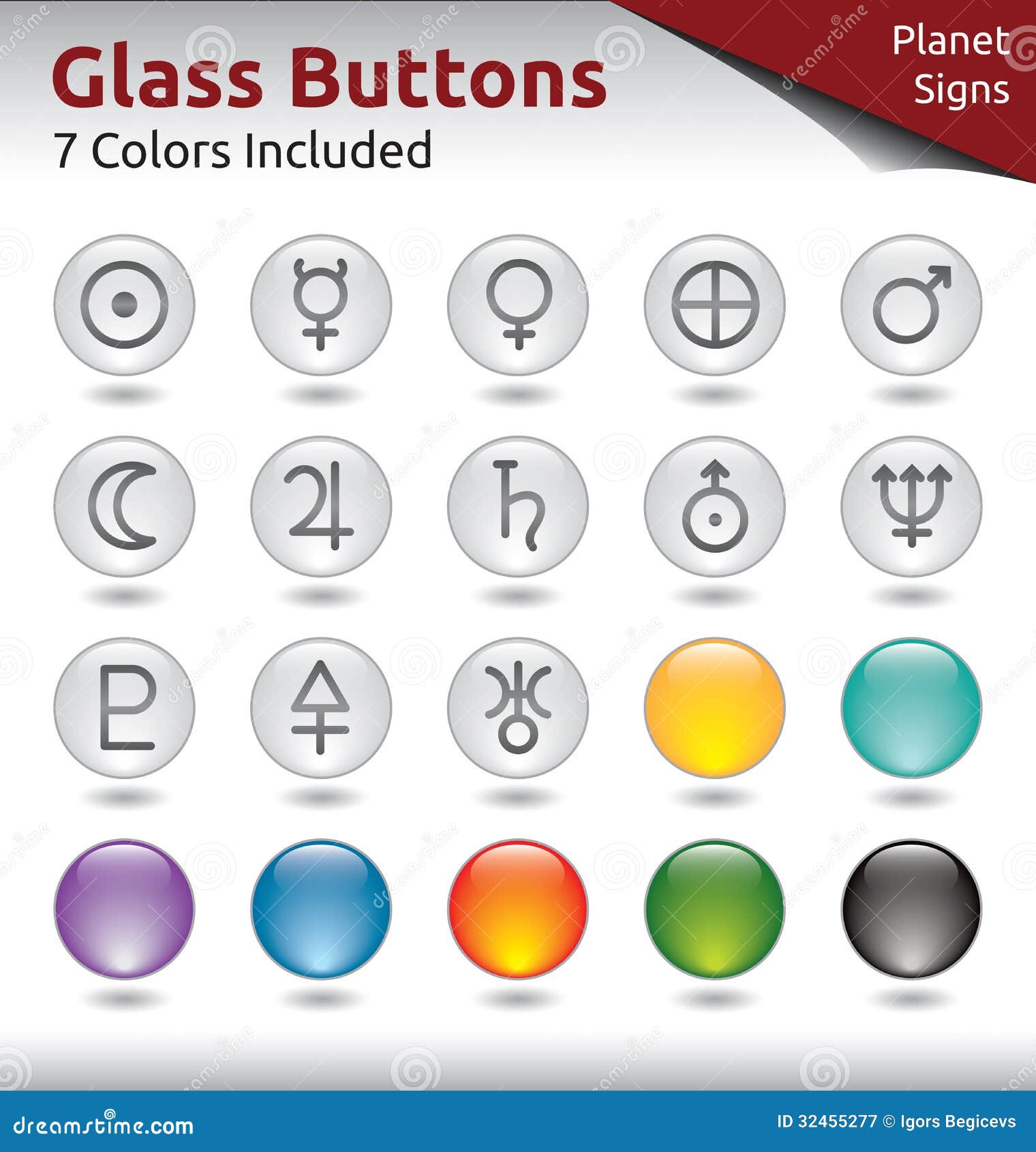 Glass Buttons - Planet Signs Stock Vector - Illustration of colour ...