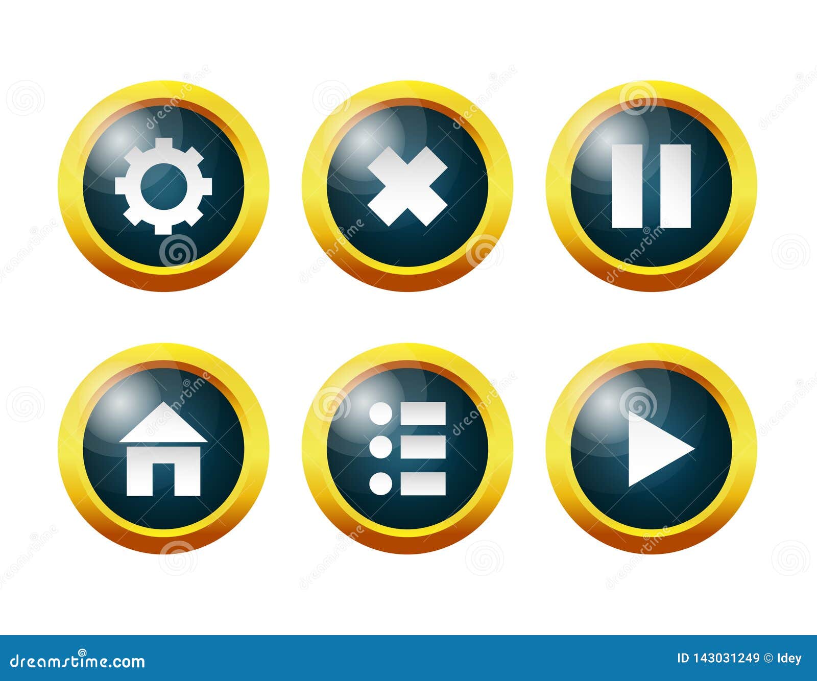 Glass Buttons Settings Menu Home Pause Continue Exit The Game