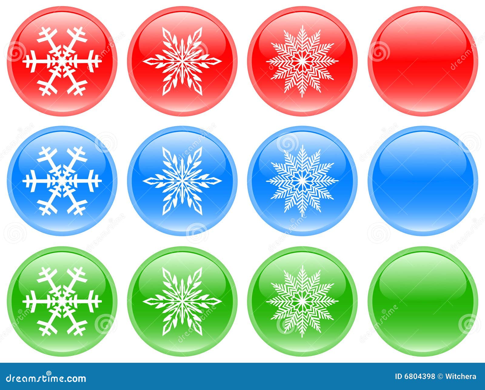 Glass Buttons with Snowflakes Stock Illustration - Illustration of ...
