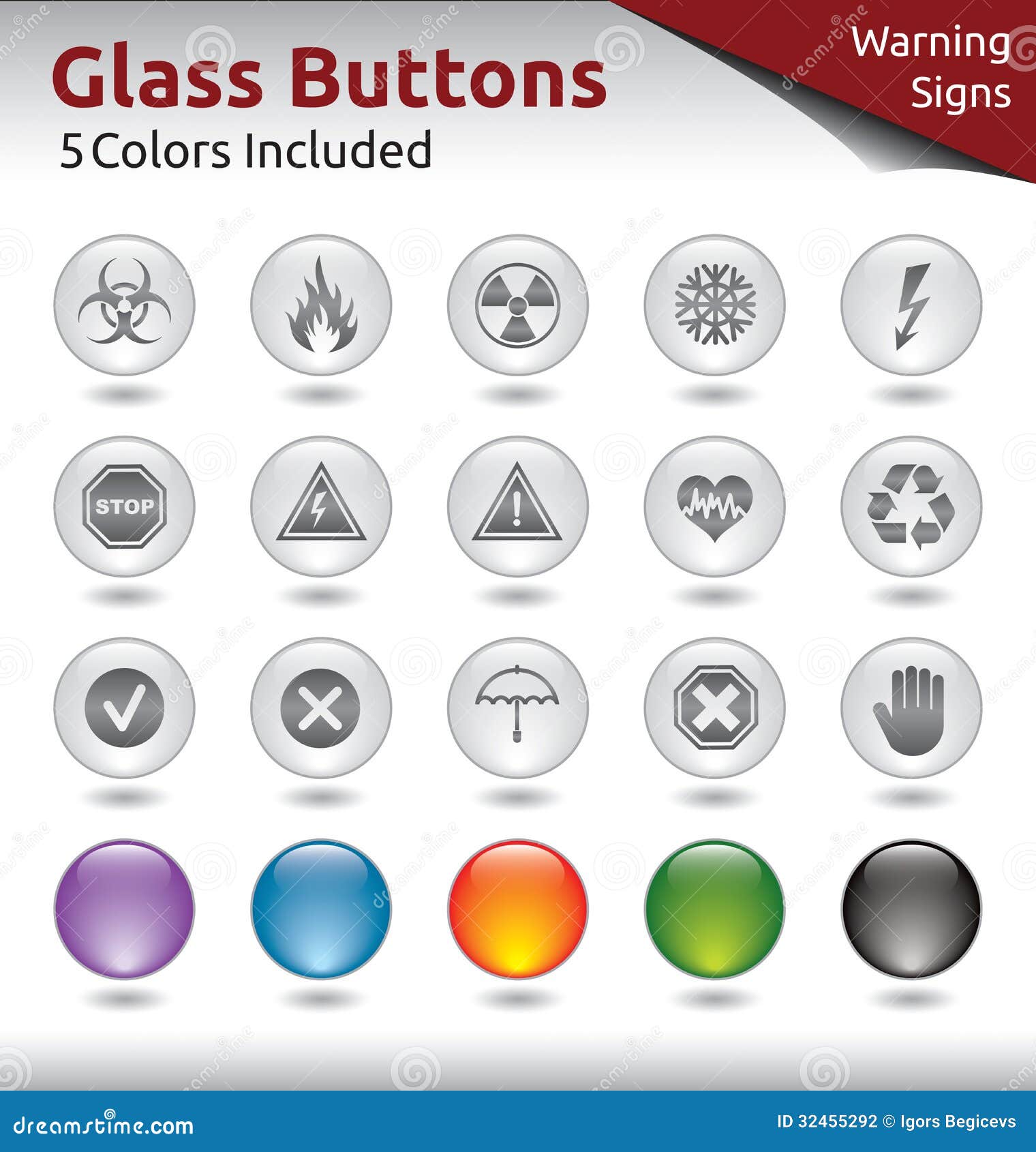 Glass Buttons - Warning Signs Stock Vector - Illustration of round ...