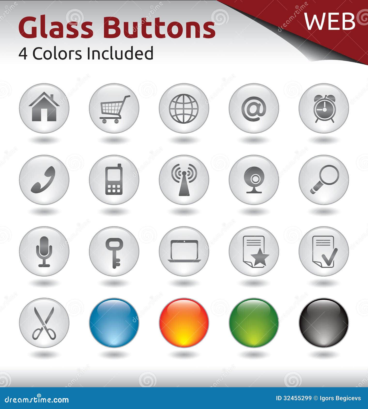 Glass Buttons WEB stock vector. Illustration of button - 32455299